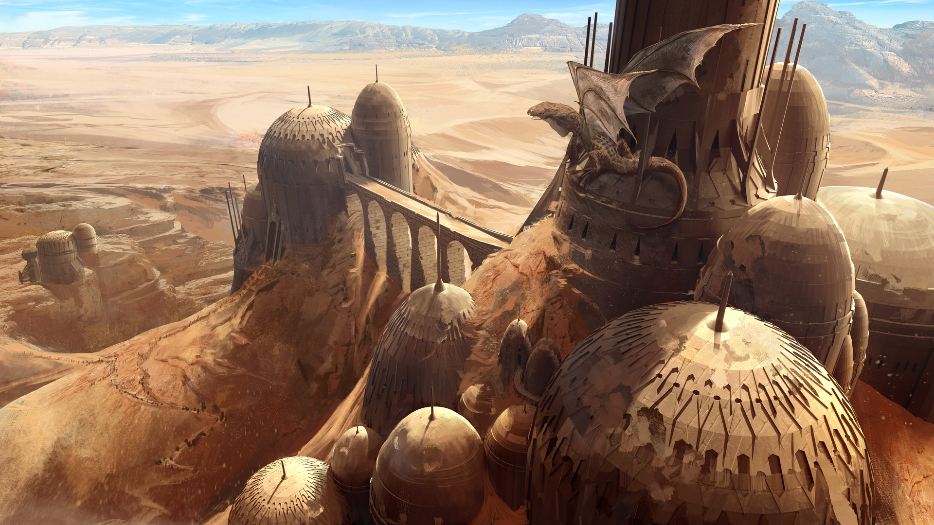 Download Dome Building Sand Desert Landscape Fantasy Dragon Fantasy ...