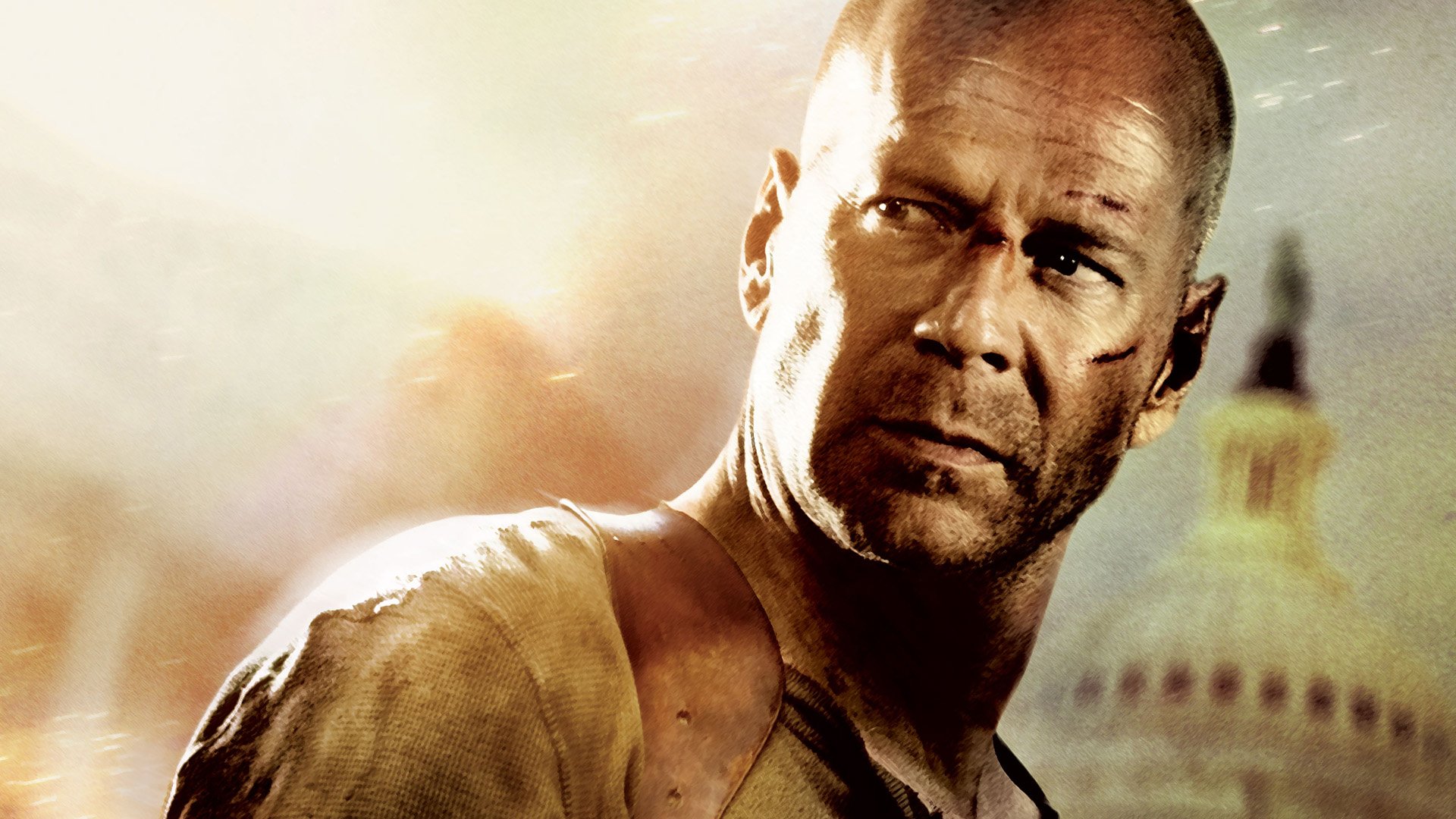 Live Free Or Die Hard HD Wallpaper Featuring Bruce Willis In Action