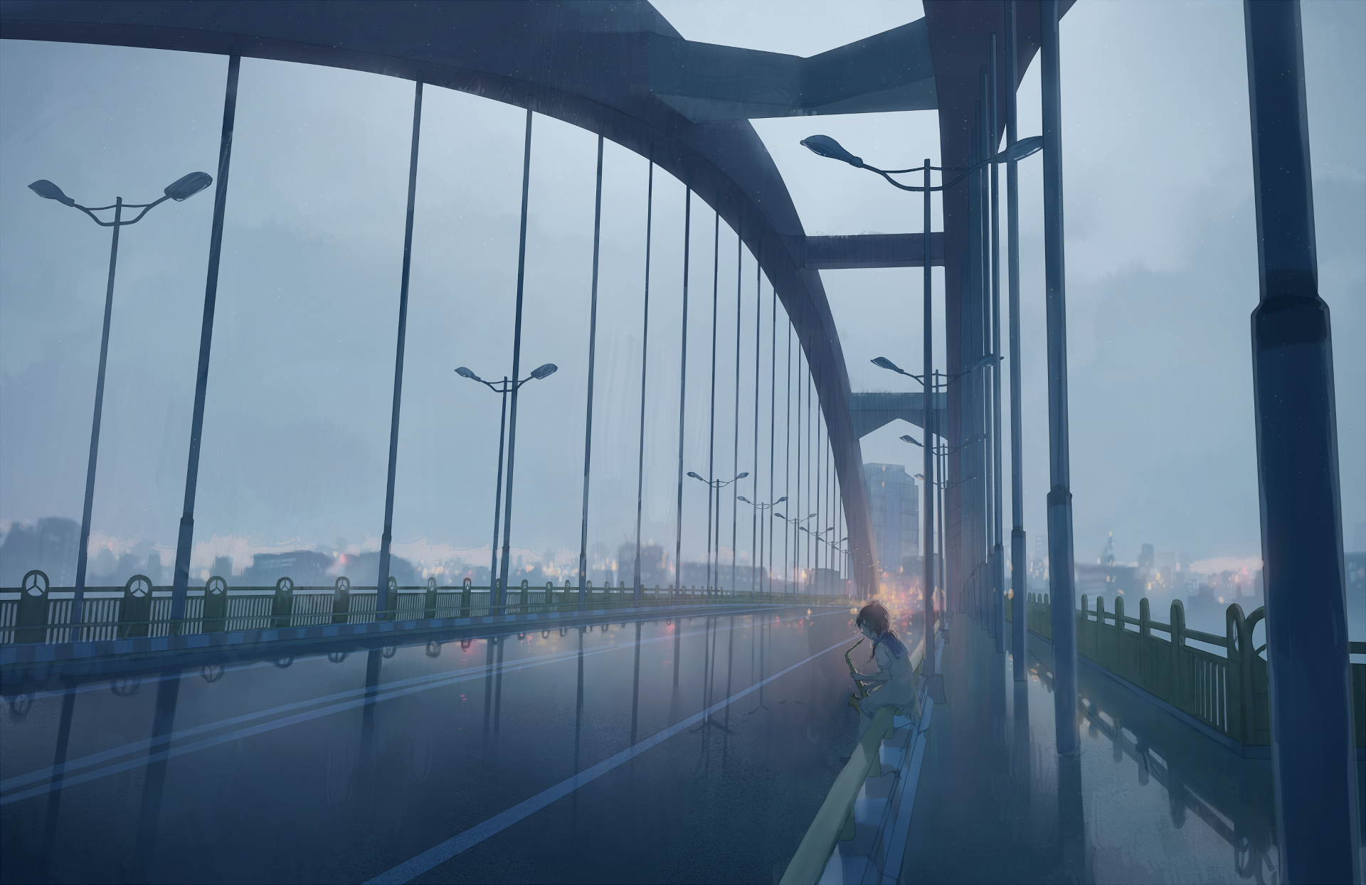 Anime Dreamscape: Original Bridge in HD Wallpaper