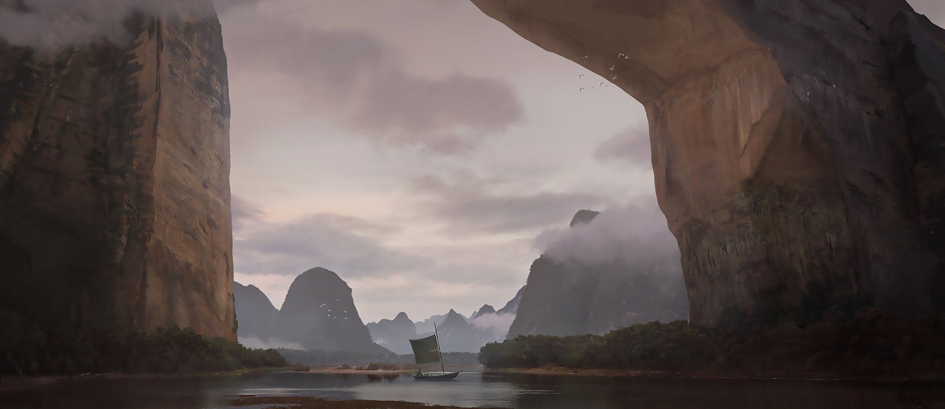 Misty Archway — Fantasy Landscape HD Wallpaper by Masahiro Sawada ...