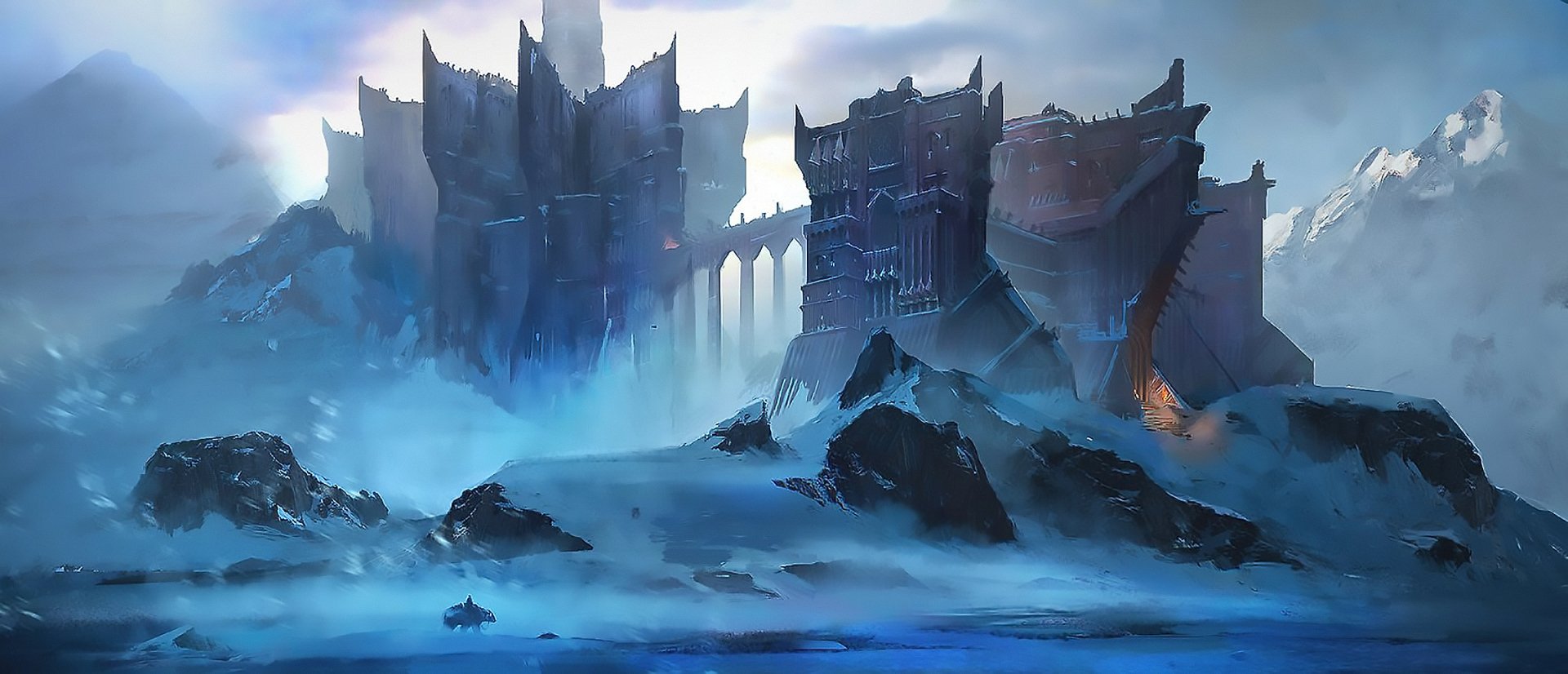 Frozen Fortress: A Stunning HD Fantasy Ice Castle Wallpaper by Luc Fontenoy