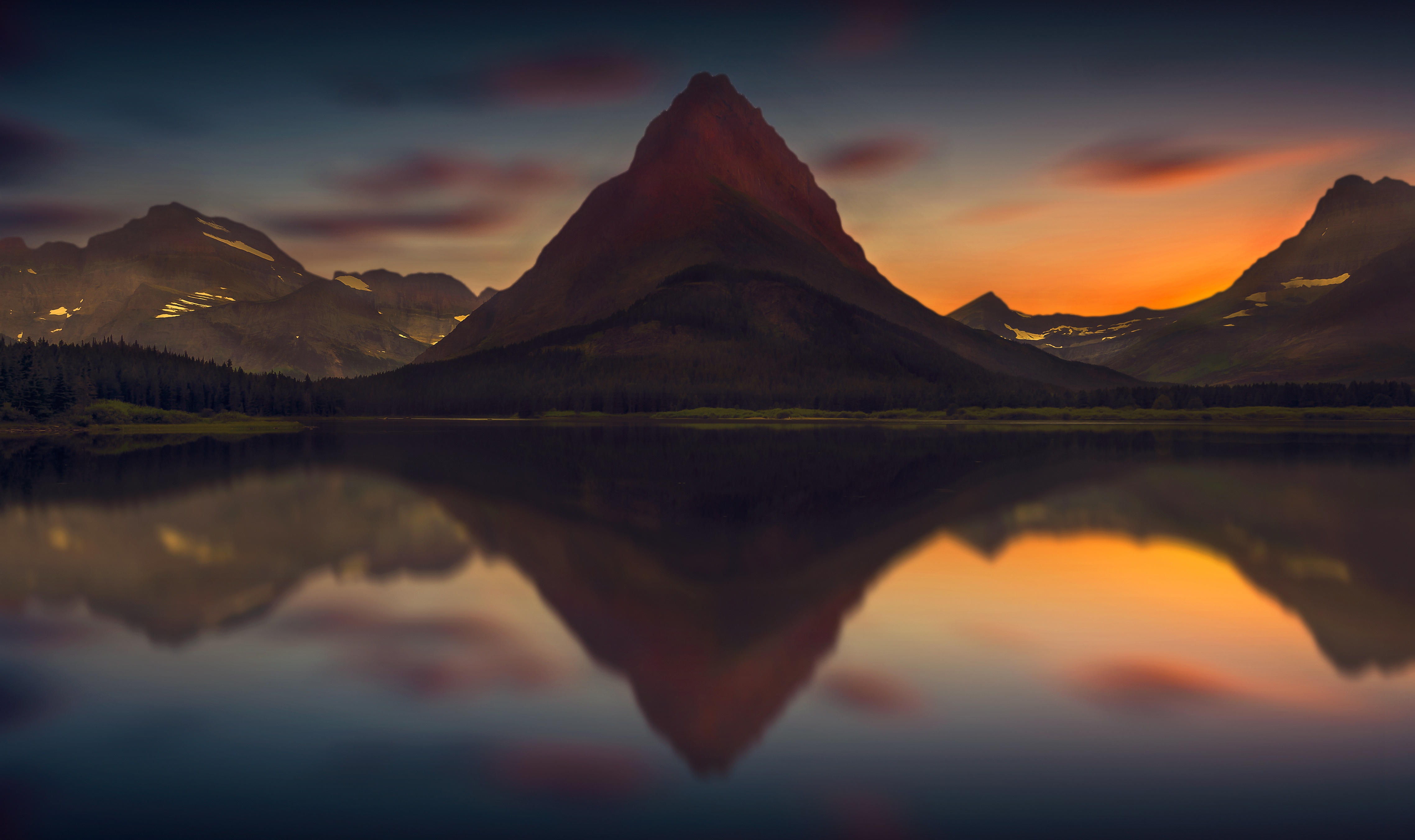 Download Lake Peak Mountain Nature Reflection 4k Ultra HD Wallpaper