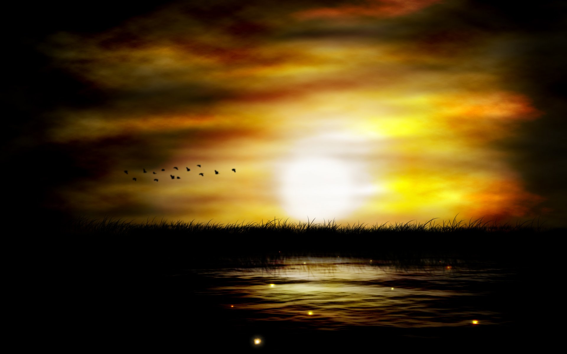 Golden Dusk — Artistic Nature 2K Quad HD Wallpaper | 2560x1600 ...