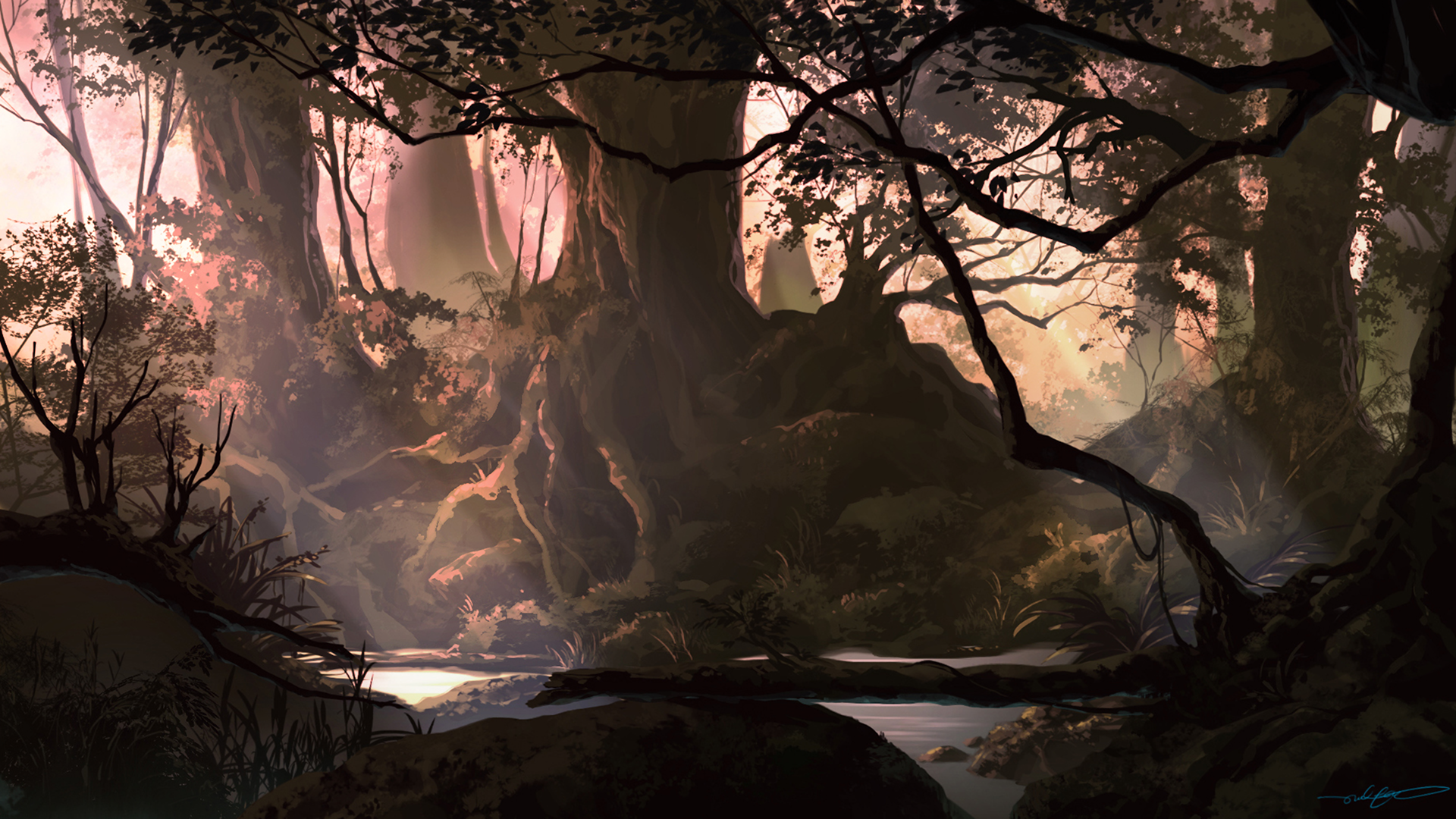 Enchanting Anime Forest: A Stunning HD Wallpaper
