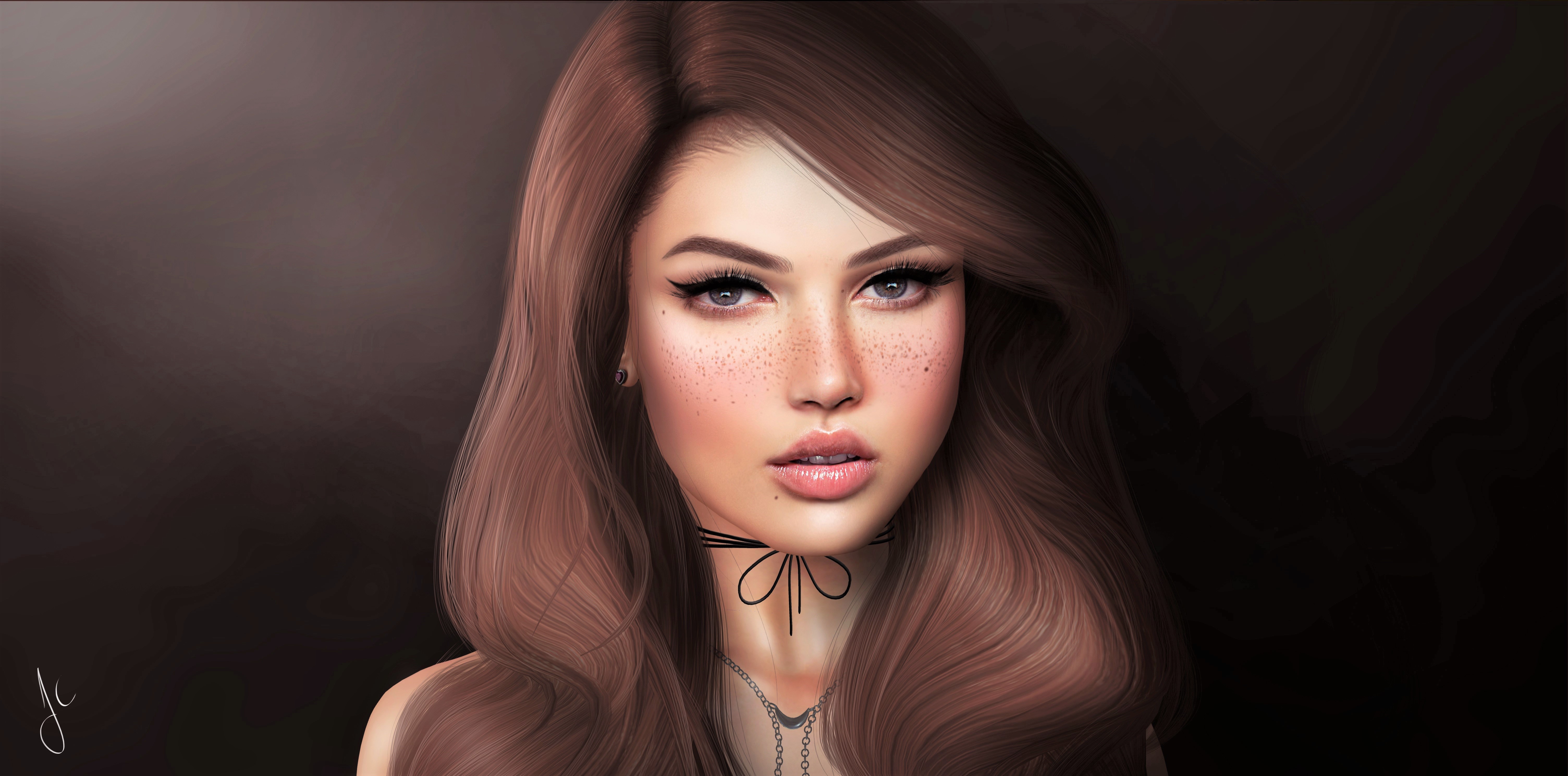 Download Face Freckles Brunette Artistic Portrait 4k Ultra Hd Wallpaper