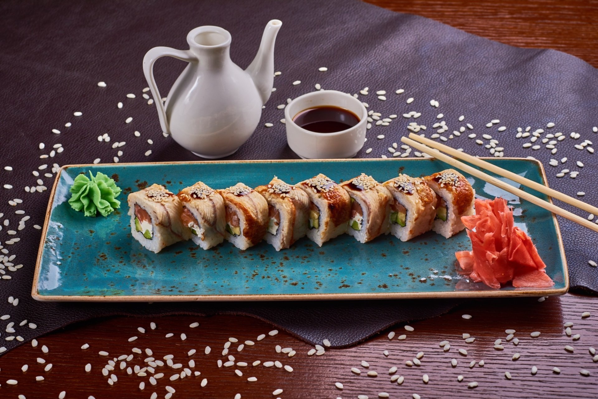 Seafood Silk Roll — HD Sushi Still Life | 2000x1335 | Wallpaper Abyss