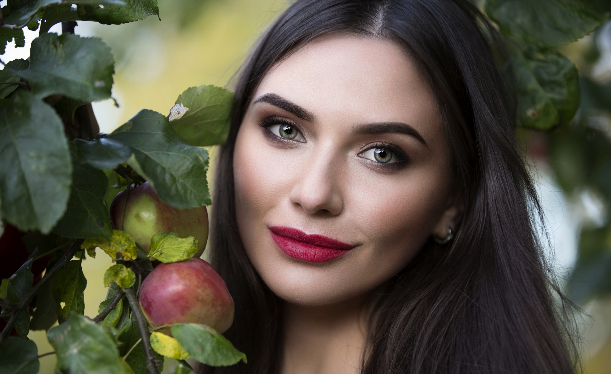 Download Depth Of Field Brunette Smile Lipstick Model Woman Face HD ...