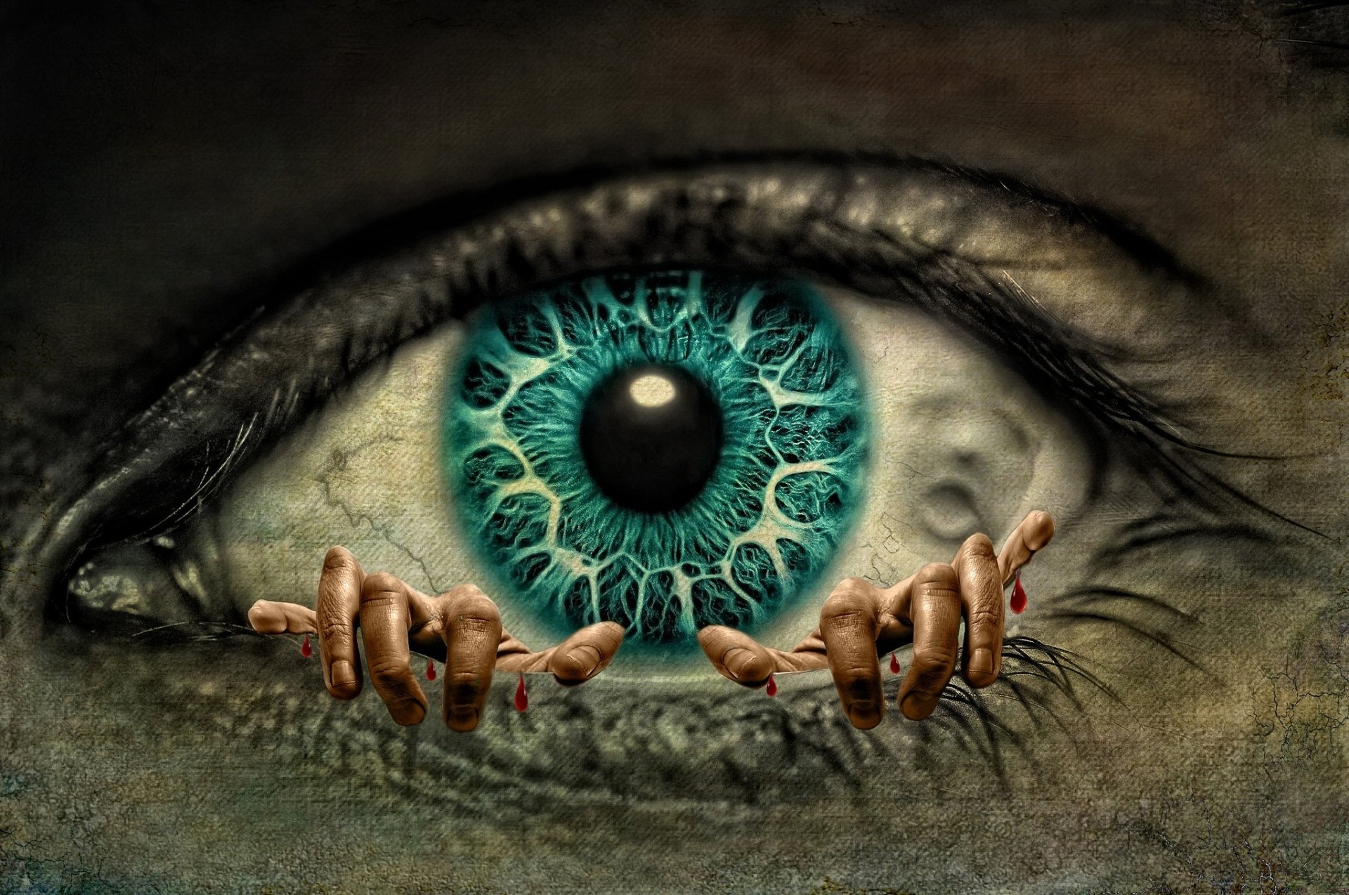 Download Hand Blue Dark Eye HD Wallpaper