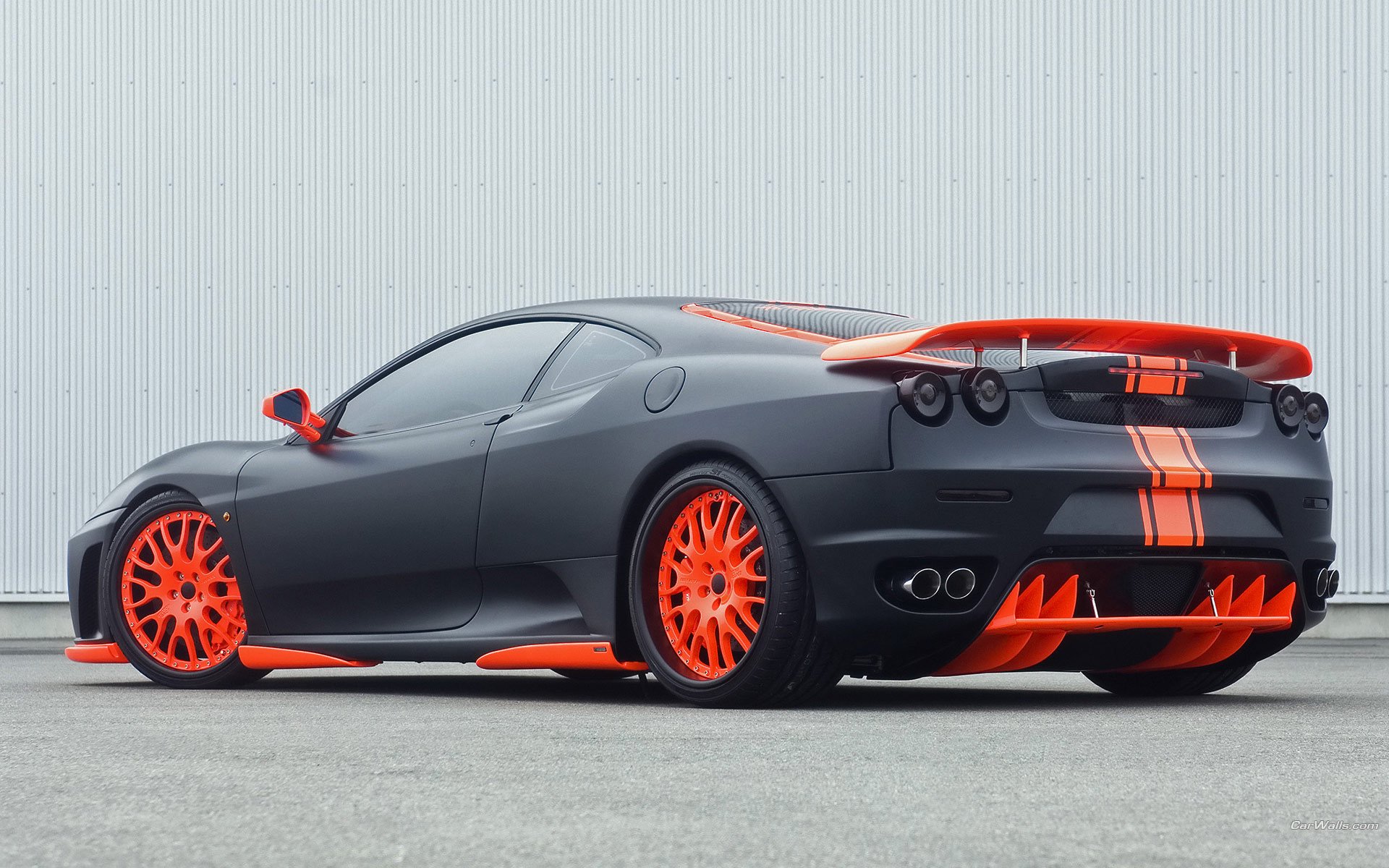 Matte Black Ferrari — Neon Orange GT HD Wallpaper