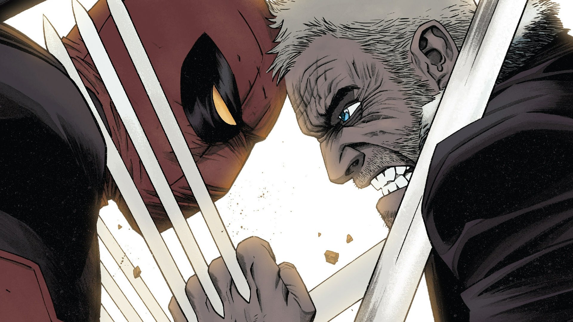 Wolverine vs Deadpool: Epic Clash of Old Man Logan – HD Comic Wallpaper