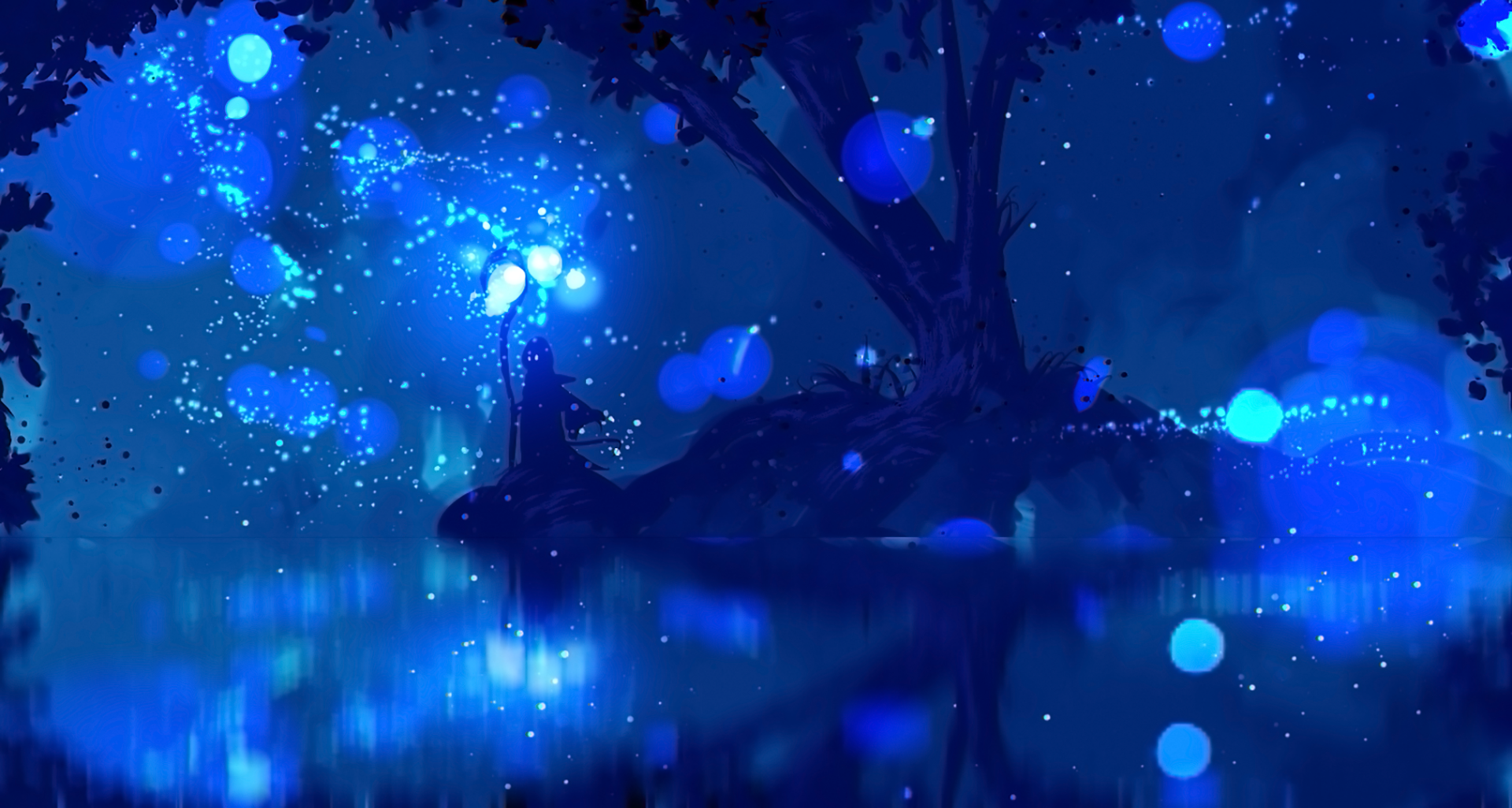 Enchanted Blue: Mystic Lake Mage HD Wallpaper by Benjamin Cehelsky