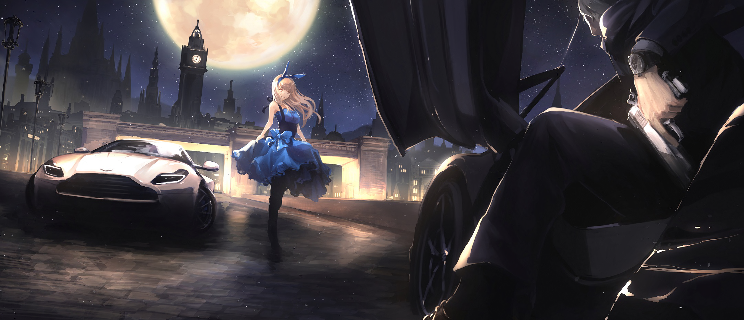 Moonlit Chase: Anime HD Wallpaper by 海凪コウ【KOH】