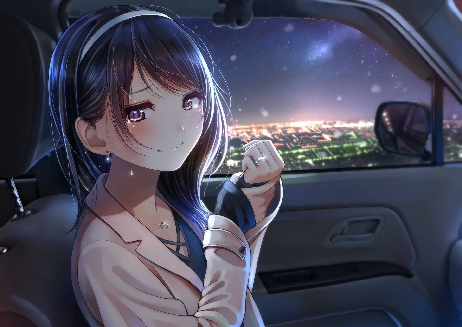 Starry Night Tears - HD Anime Wallpaper