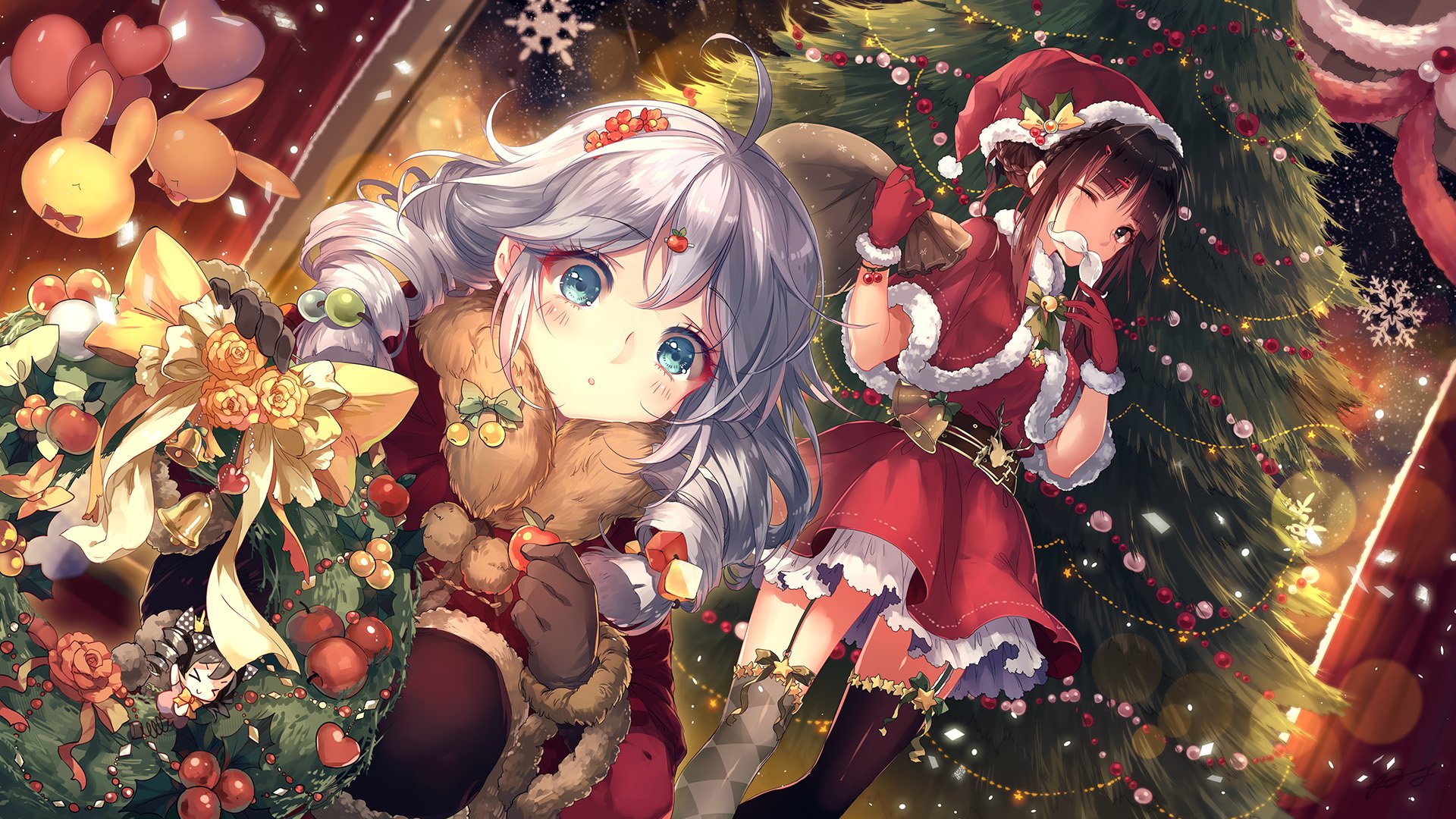 Raiden Mei and Kiana Kaslana Christmas HD Wallpaper
