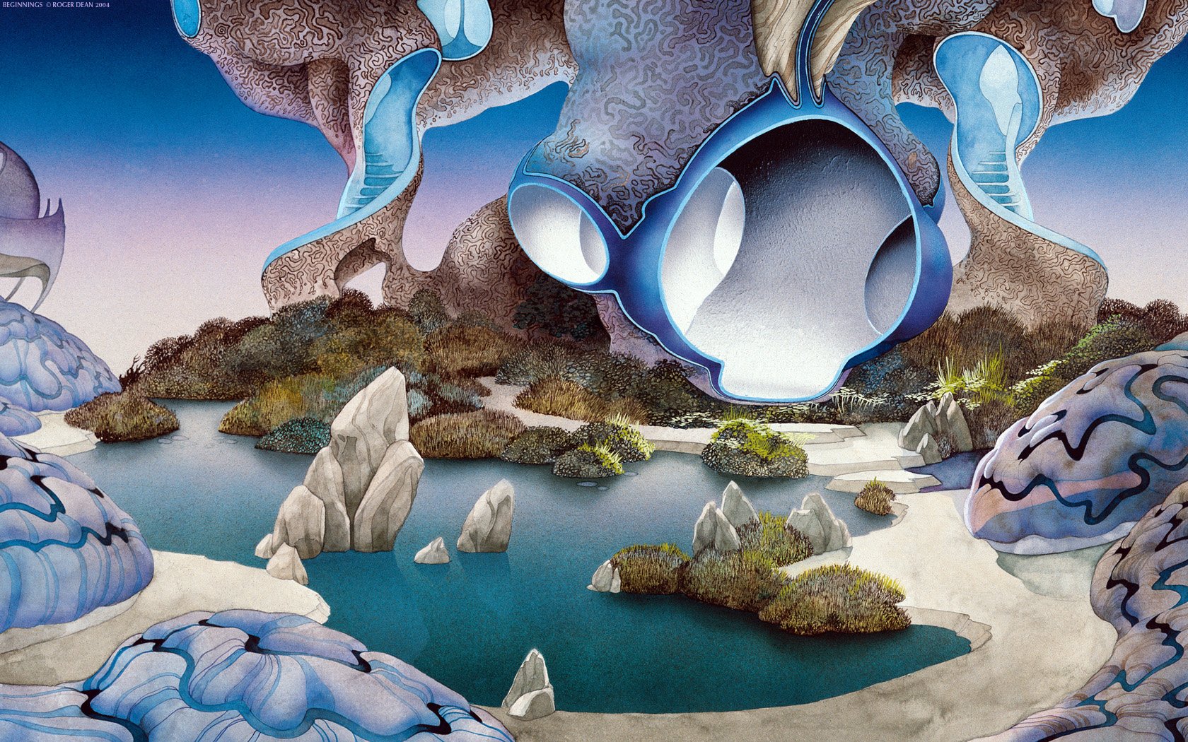 HD Artistic Dreamscape: Surreal Waterworld Drawing | 1680x1050 ...