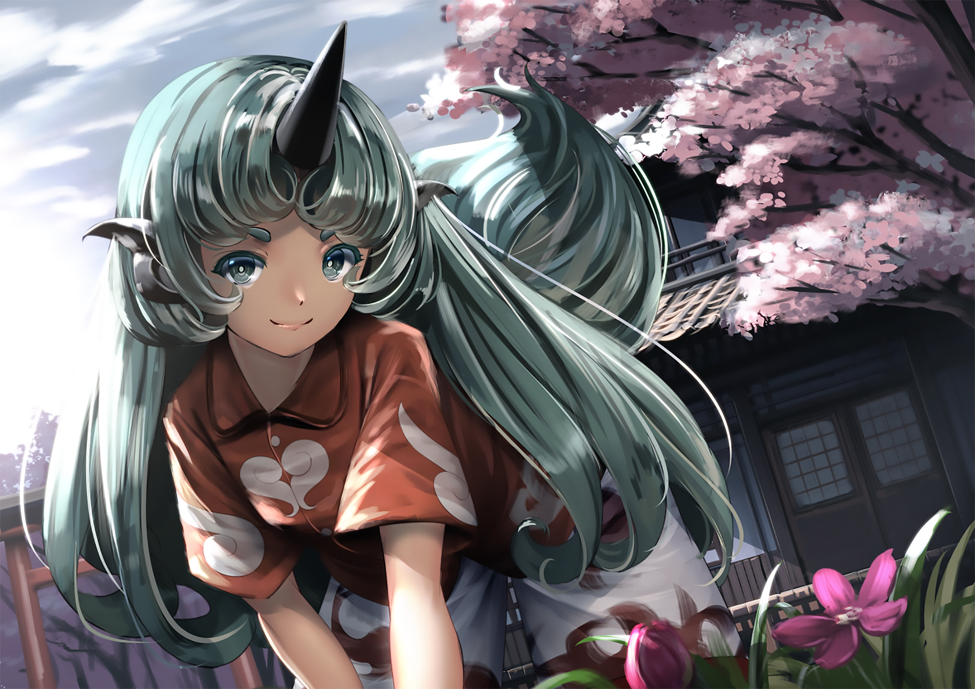 Aunn Komano Touhou HD Anime Wallpaper: Enchanted Sakura Night by ryosios