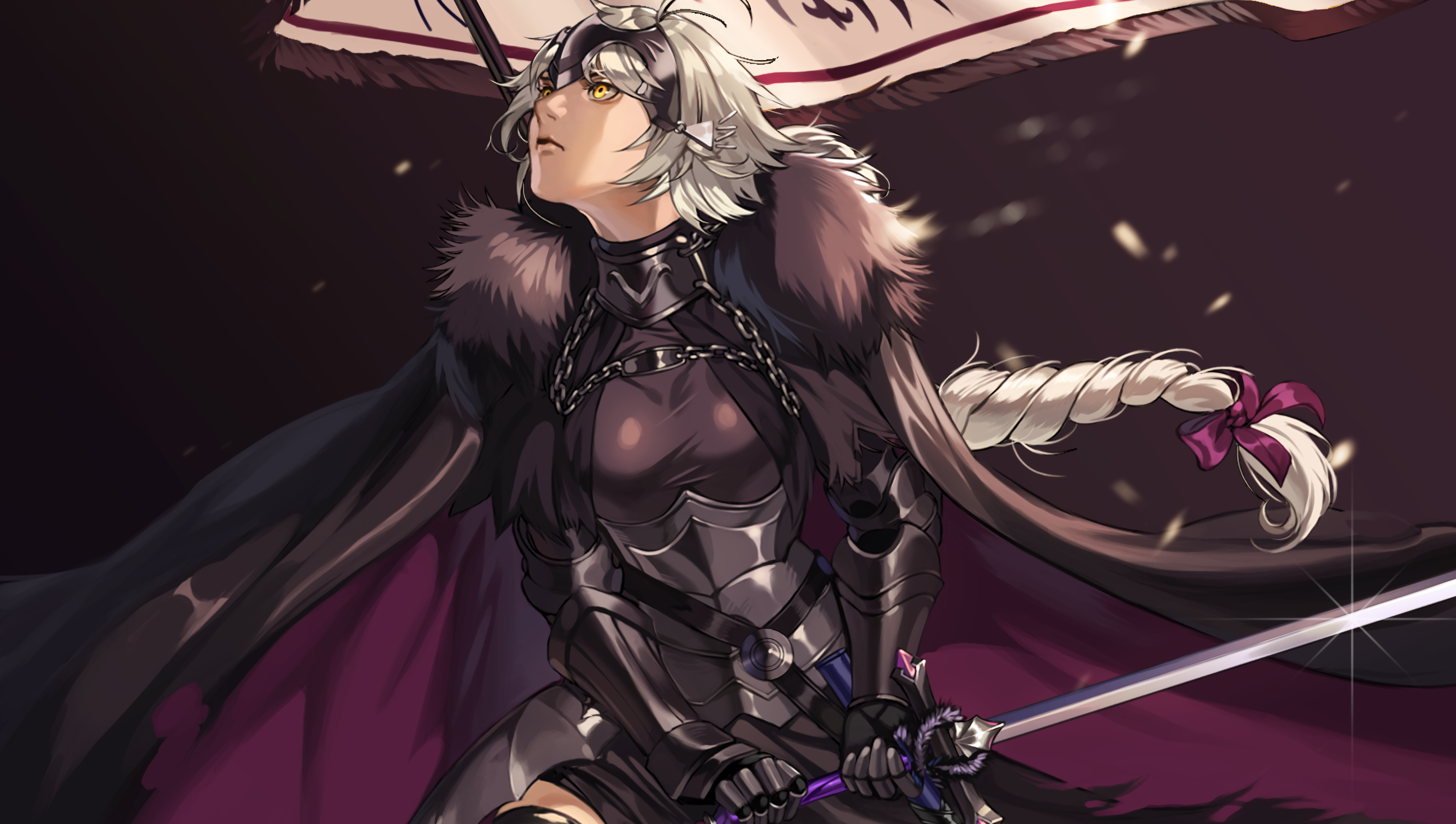 Jeanne d'Arc Alter Avenger – Fierce White-Haired Warrior HD Wallpaper by エビ