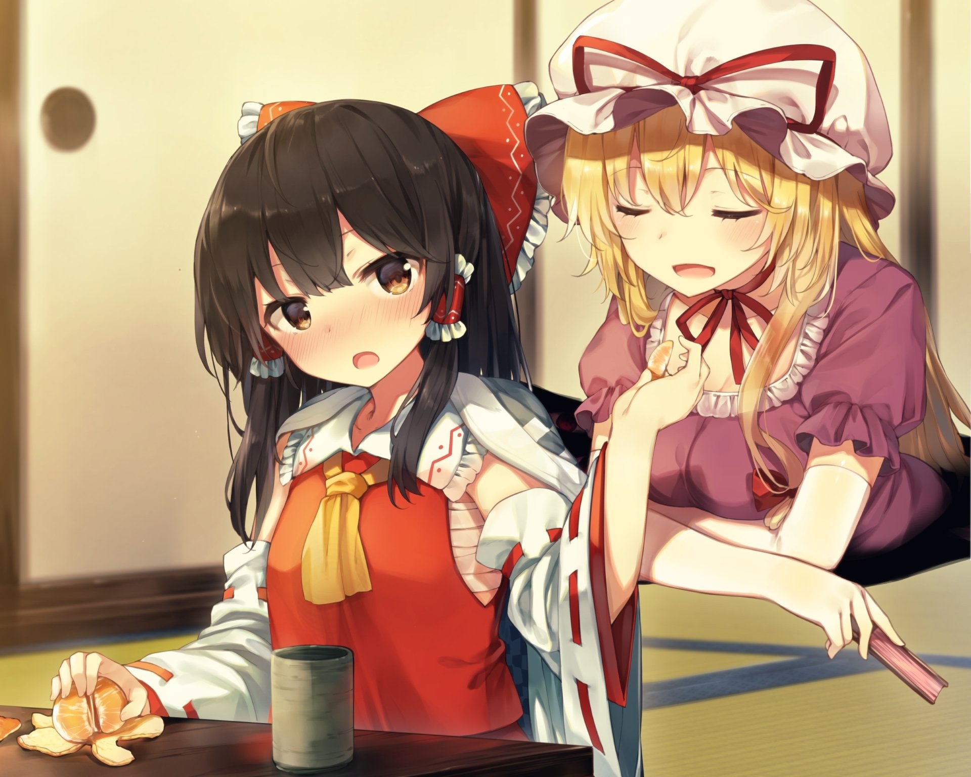 Touhou HD Wallpaper: Yukari Yakumo & Reimu Hakurei Moment