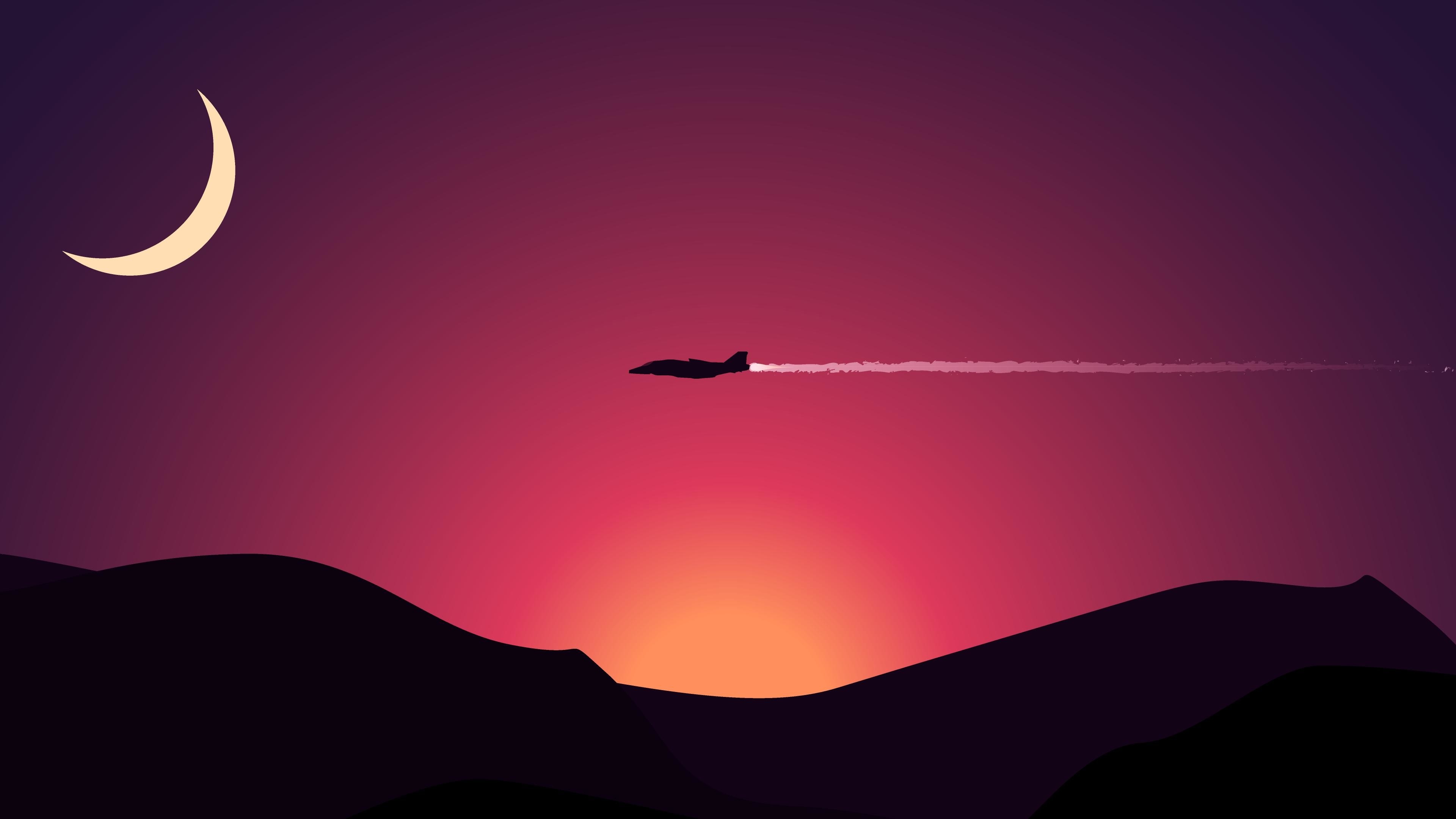 4K Ultra HD Military Jet Fighter Soaring at Dusk