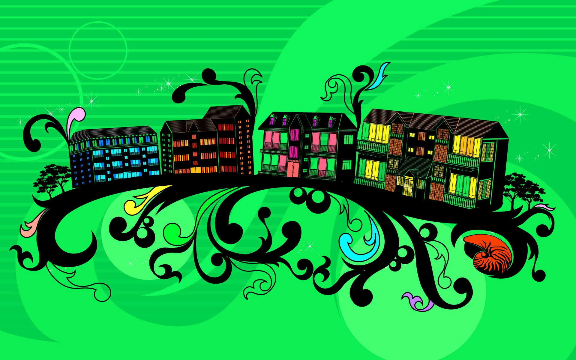 Download Colorful House Abstract Vector HD Wallpaper