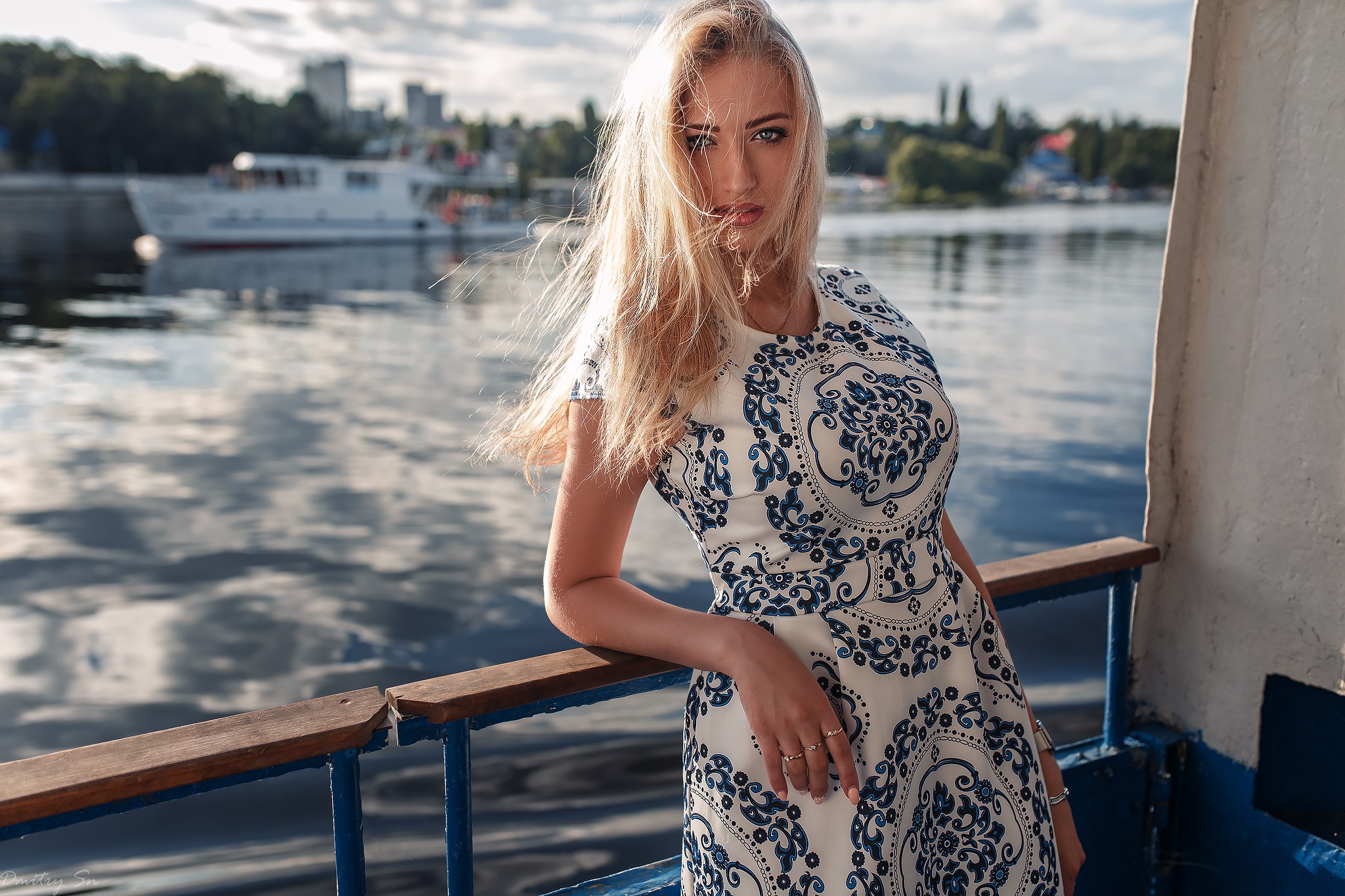 Download Depth Of Field Blue Eyes Dress Blonde Woman Model Hd Wallpaper
