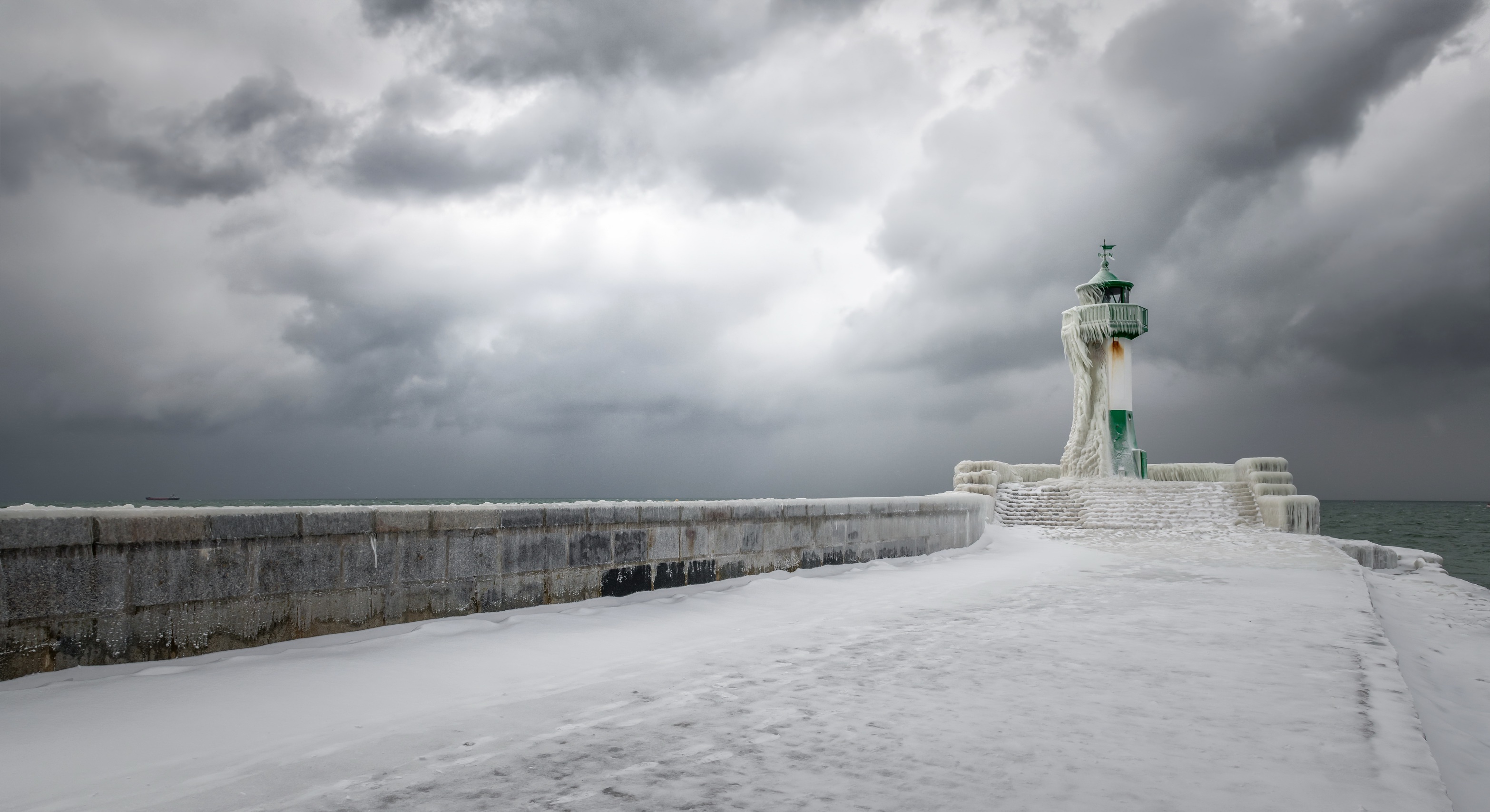 Lighthouse With Snow Wallpaper