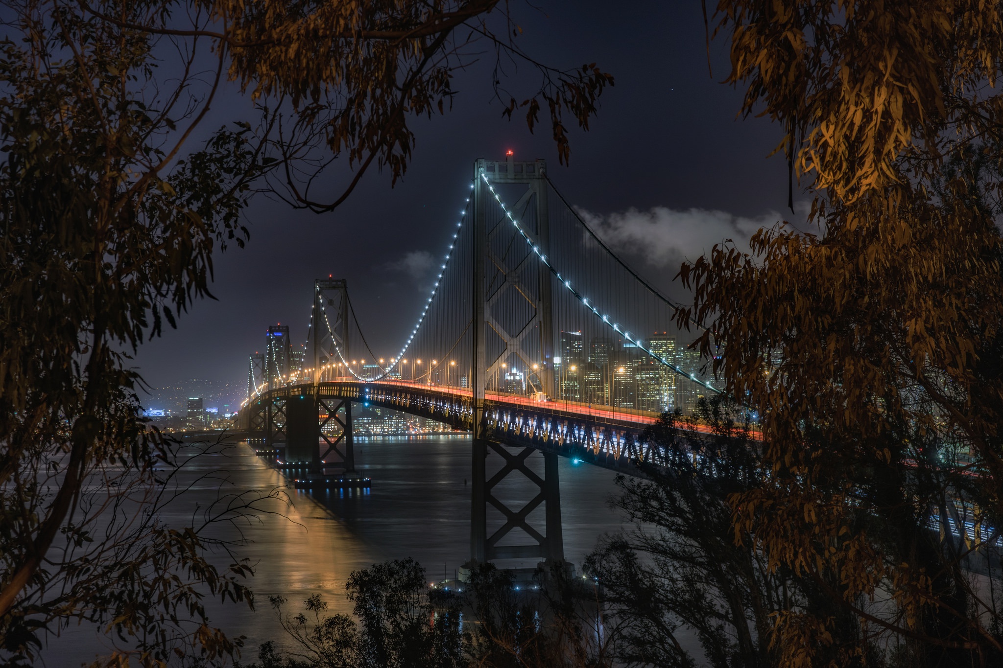 San Francisco Bay Bridge Led Lights Wallpaper Oakland Bay Bridge