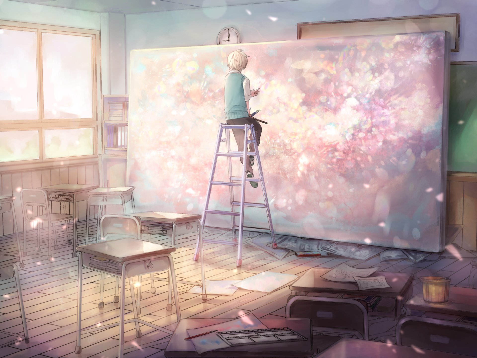 Download Classroom Painting Anime Original HD Wallpaper