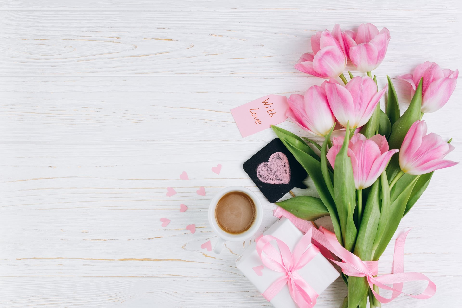 Download Love Pink Flower Tulip Bouquet Flower Gift Coffee Photography ...