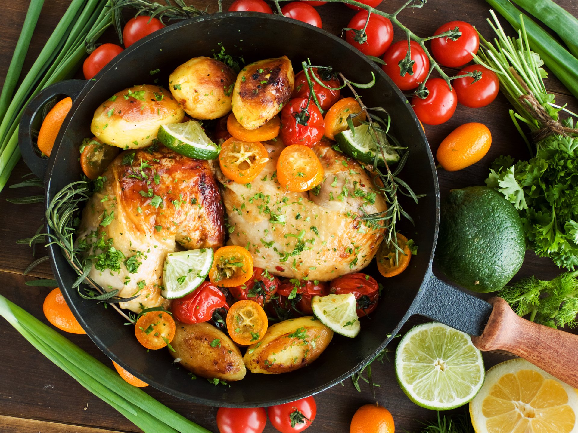 Savory Roast with Fresh Tomatoes and Garden Veggies – HD Food Wallpaper ...