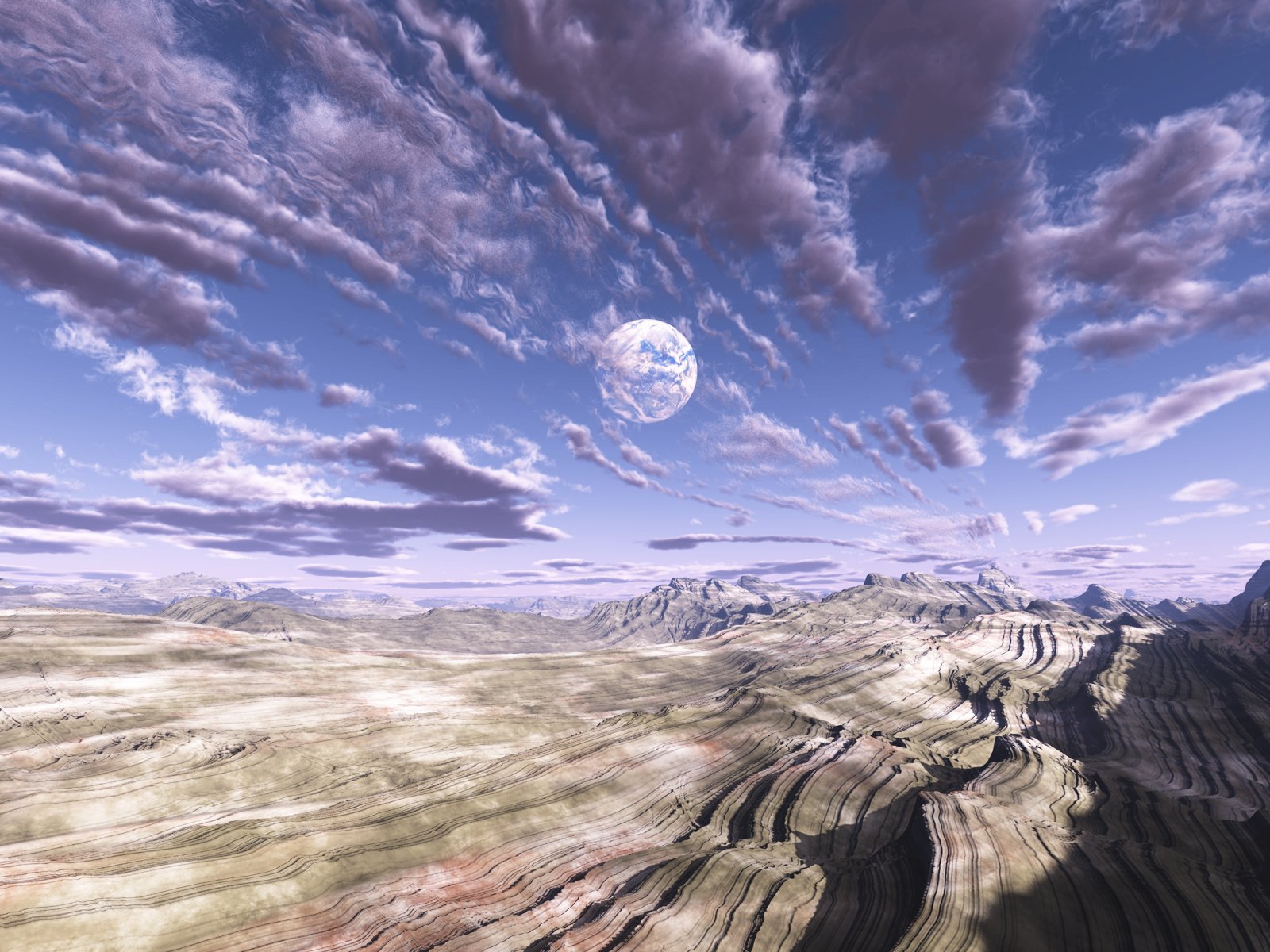 Download Cloud Sky Mountain Desert Sci Fi Landscape Wallpaper by Red Fire