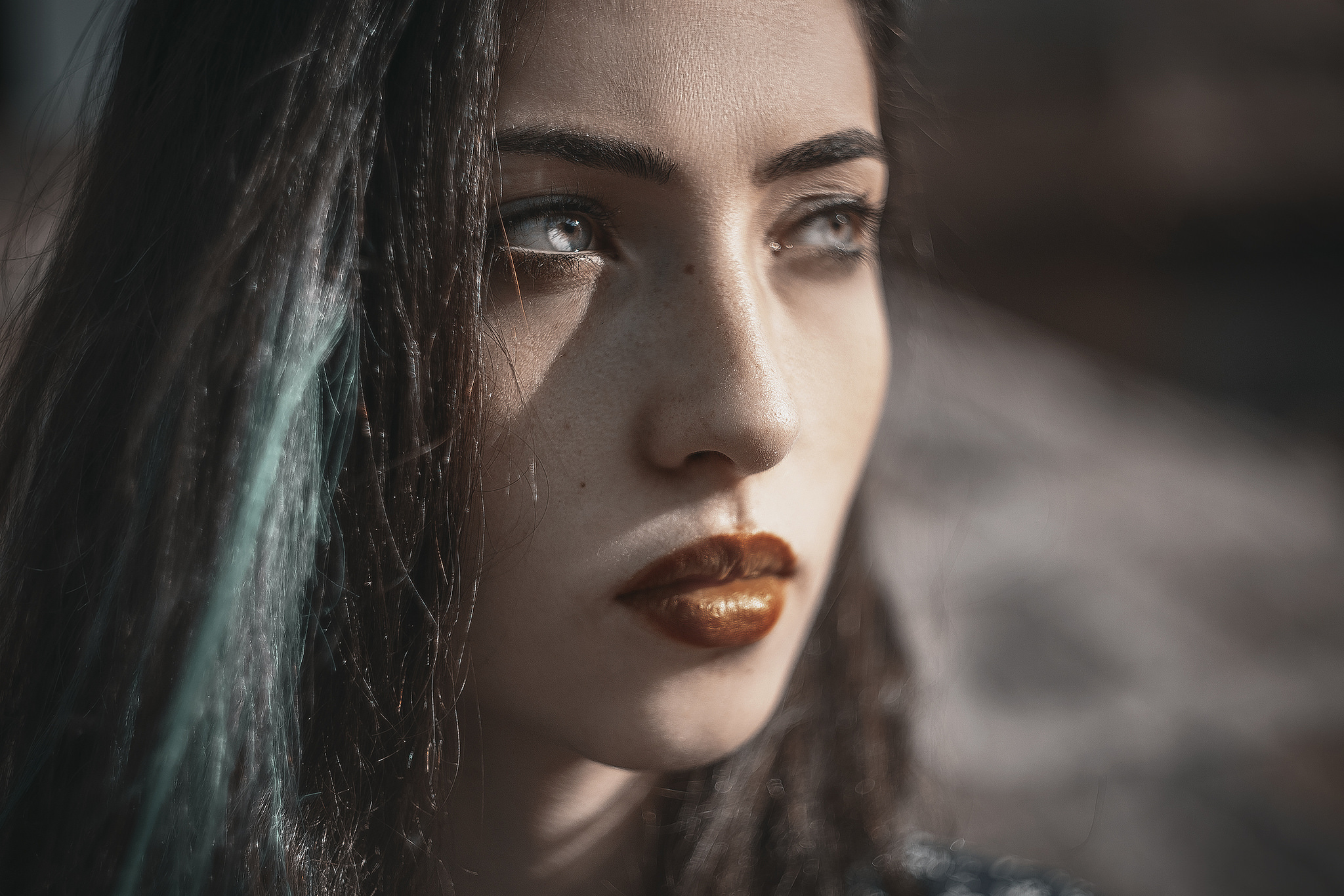 Download Brunette Lipstick Model Woman Face Hd Wallpaper