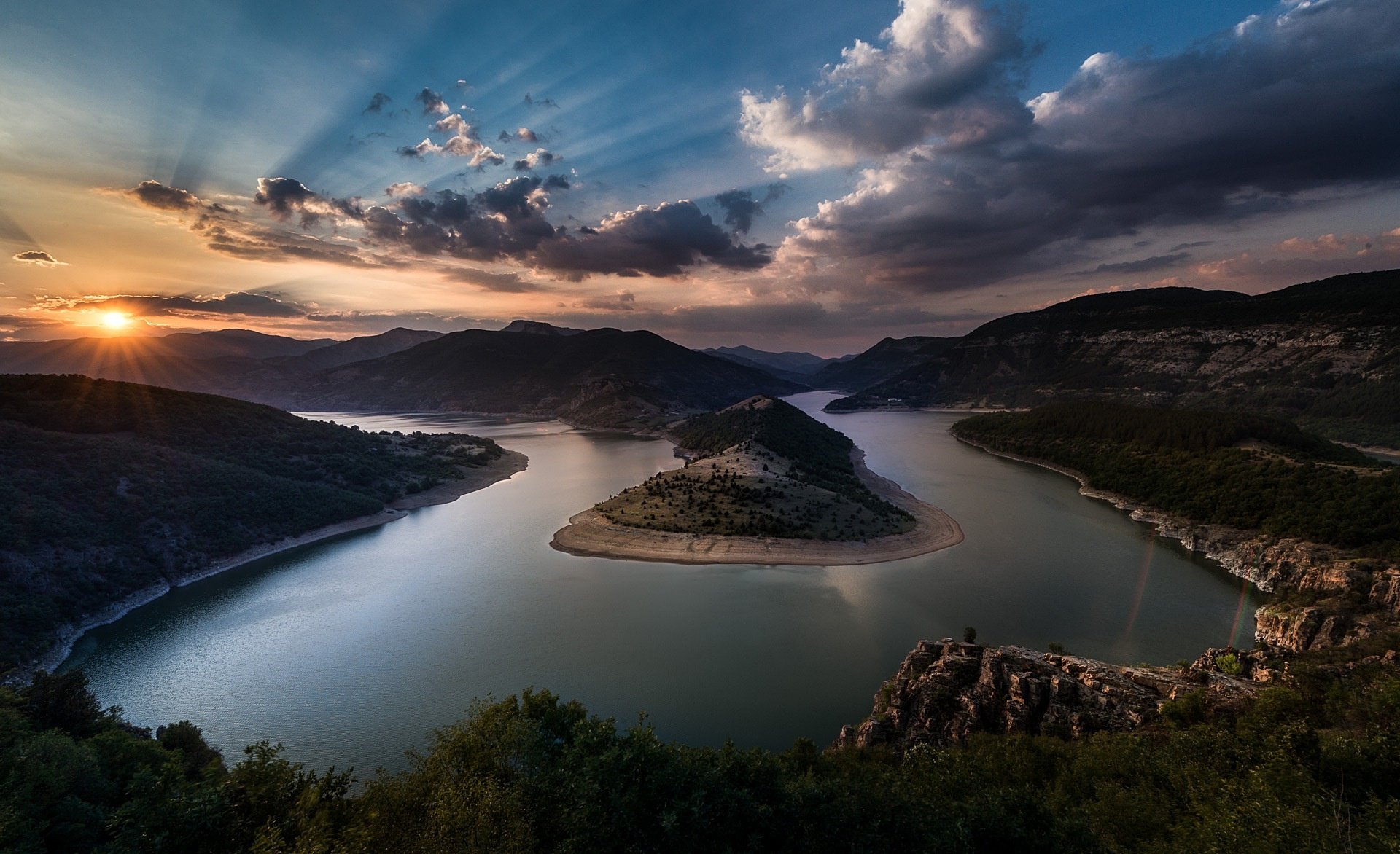 Sunrise Serenity: Majestic River Landscape HD Wallpaper | 1920x1172 ...