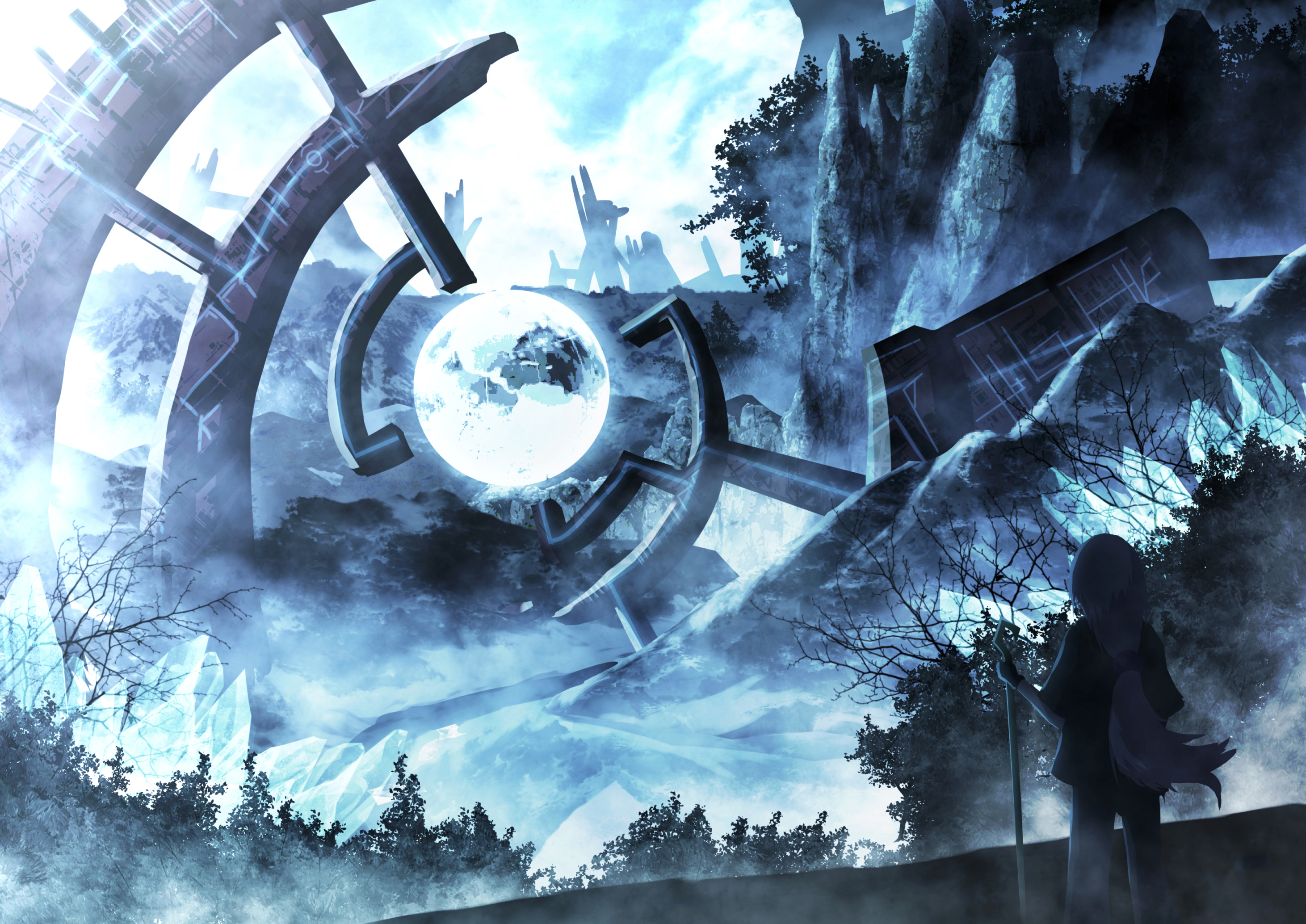 Download Sci Fi Sky City Anime Original Sci Fi City HD Wallpaper by クメキ