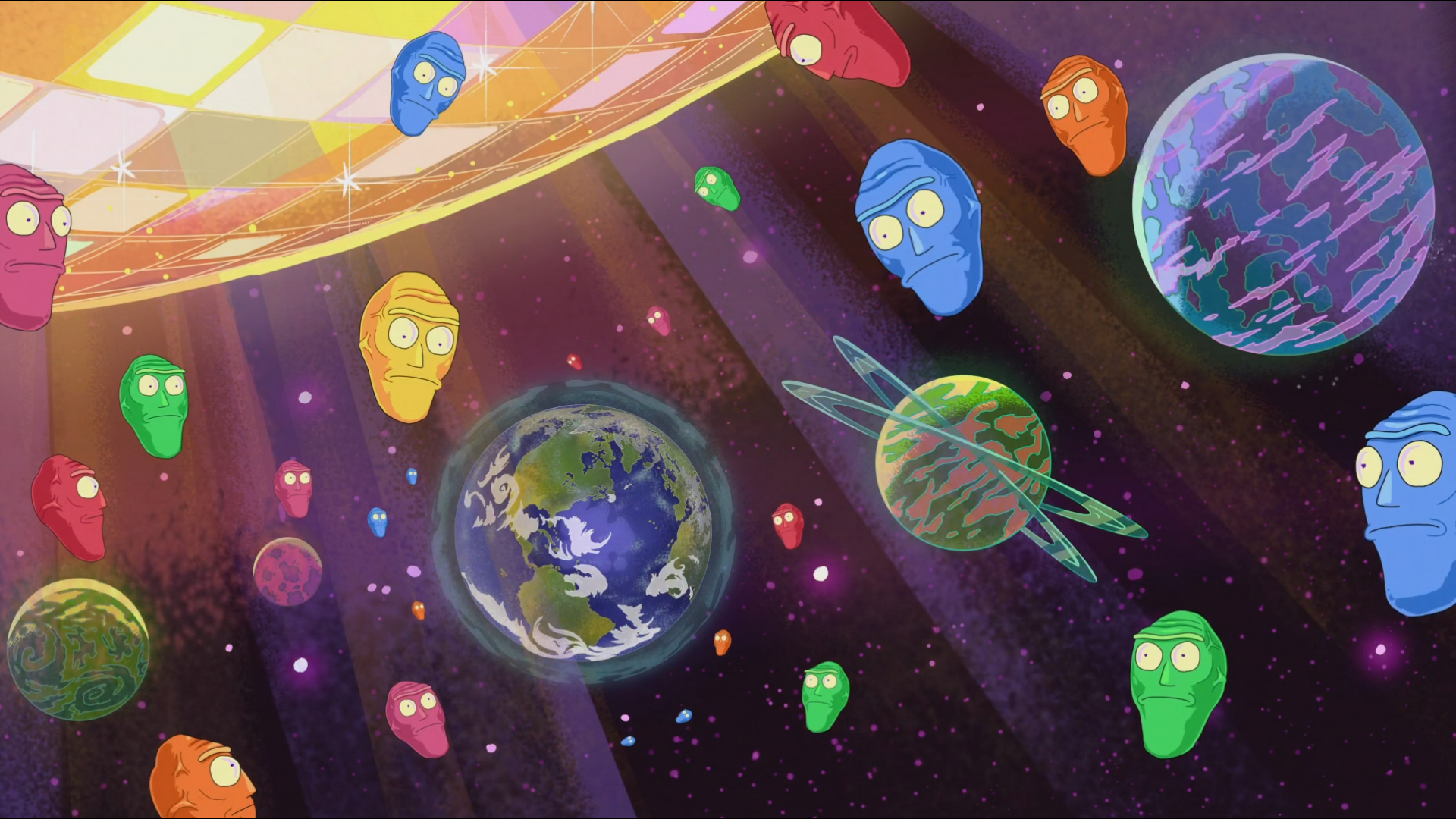 Rick and Morty HD Wallpaper: Cosmic Adventures Beyond Earth