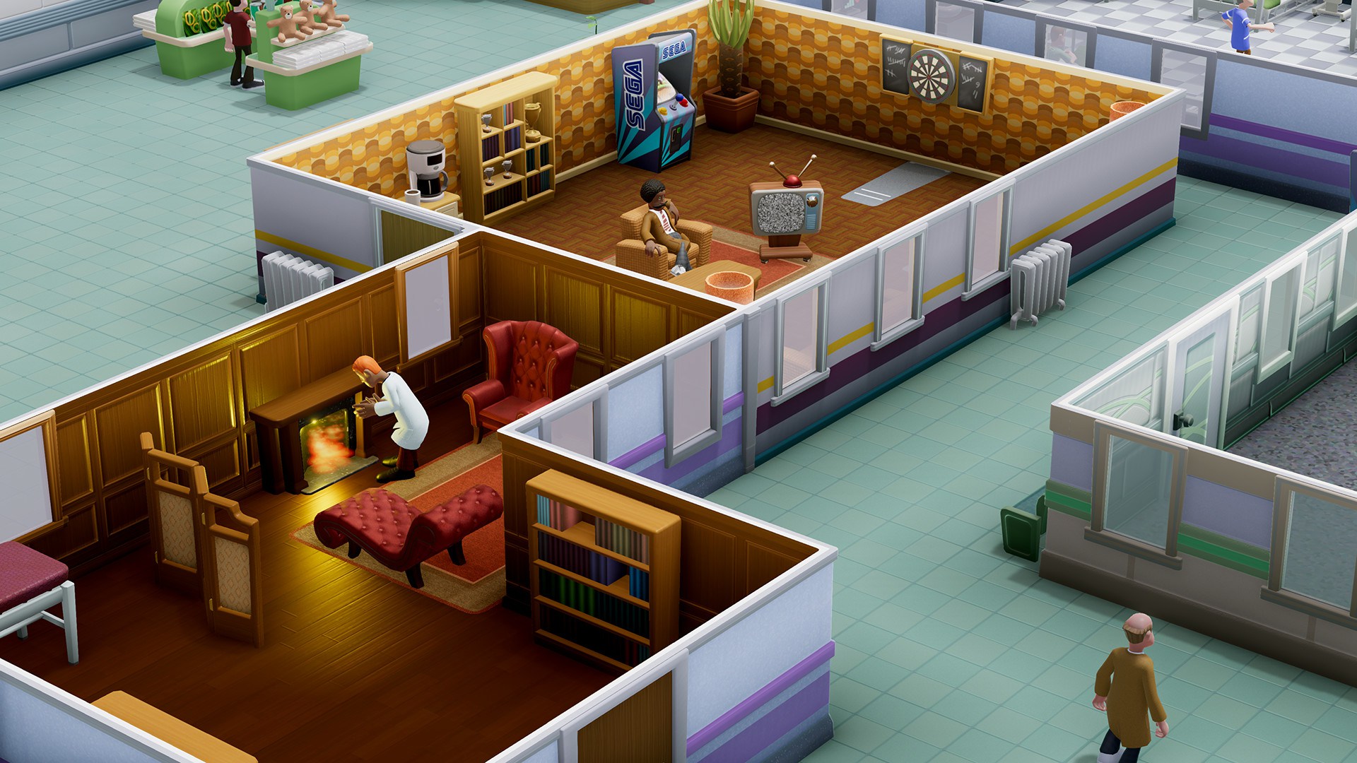 Two Point Hospital HD Wallpaper – Vibrant Clinic Gameplay Scene