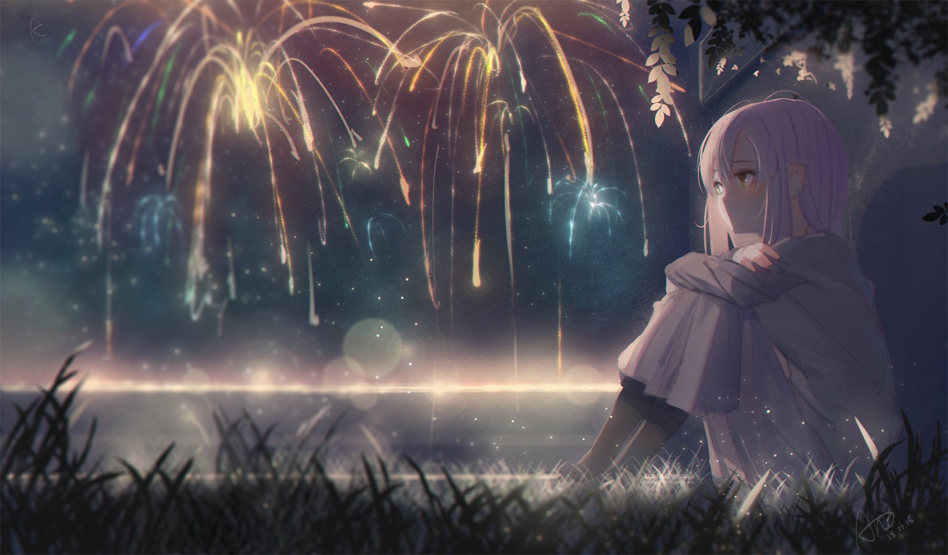 Serene Fireworks - Anime Original HD Wallpaper by ano54