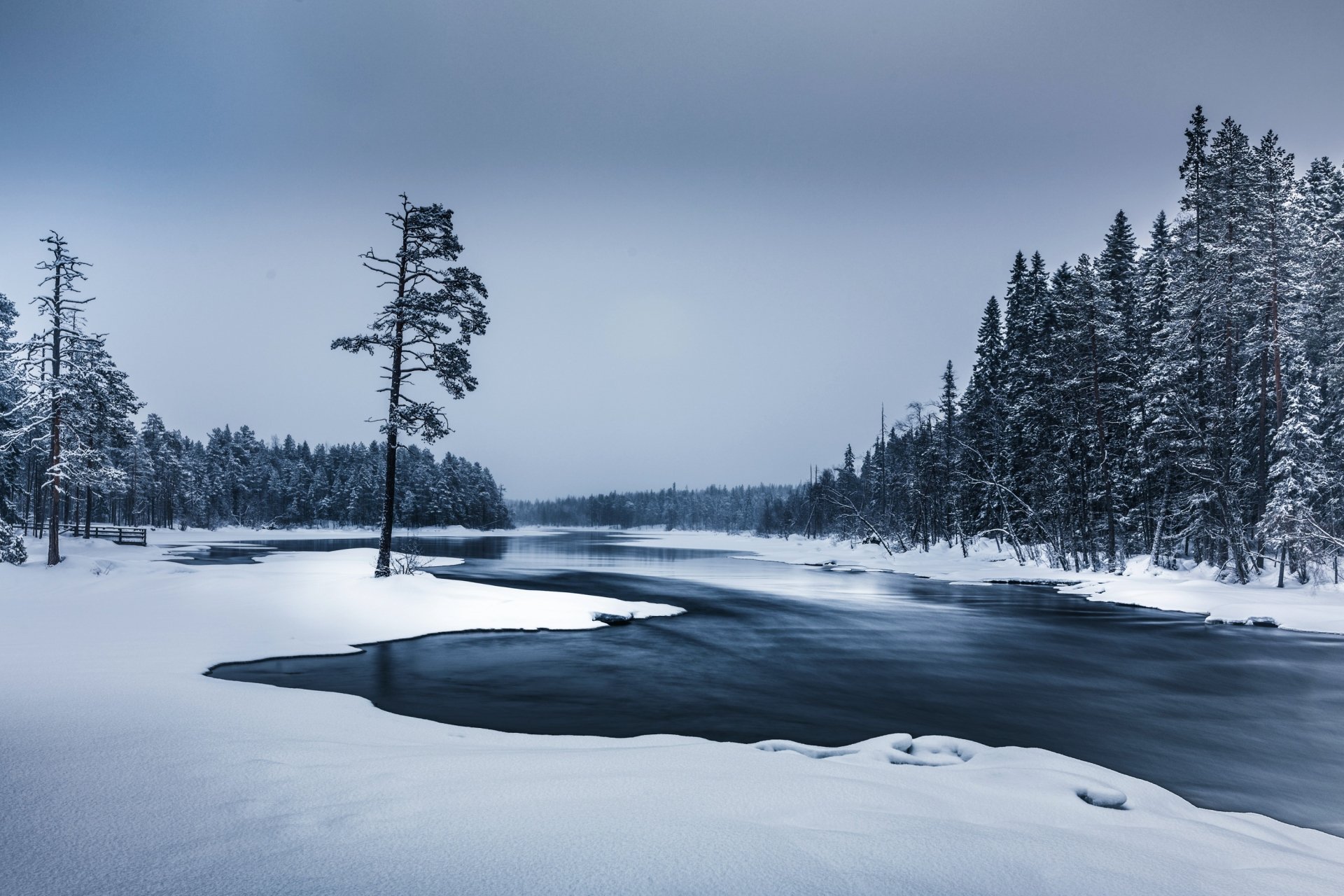 Download Snow River Nature Winter HD Wallpaper