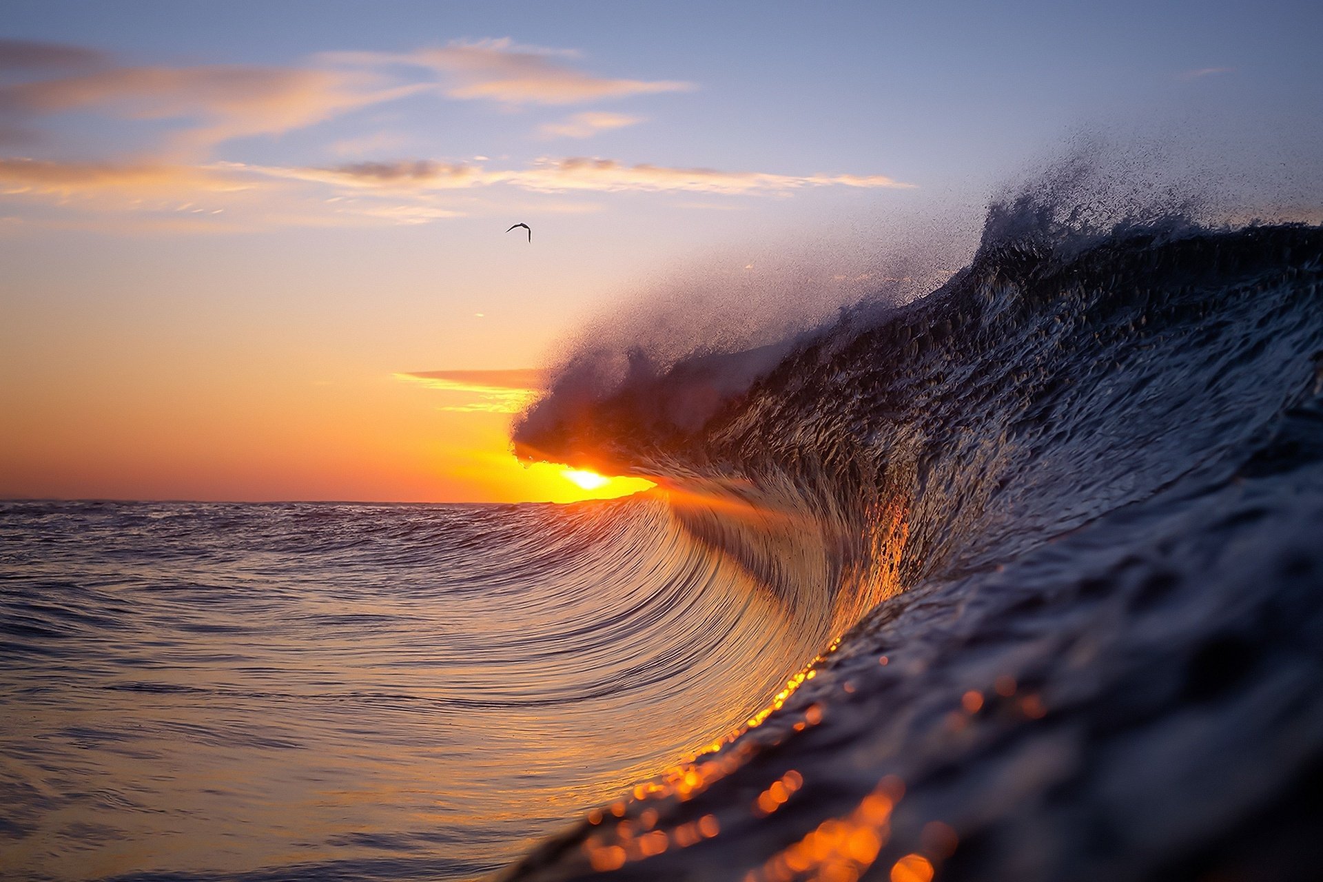 Download Sunset Ocean Nature Wave HD Wallpaper