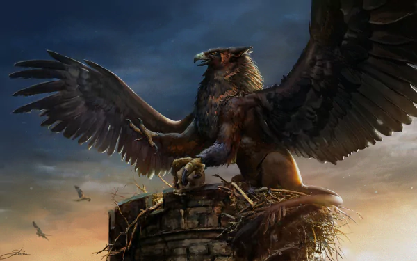 Majestic Griffin-Falcon Fantasy HD Wallpaper by Kree'arra