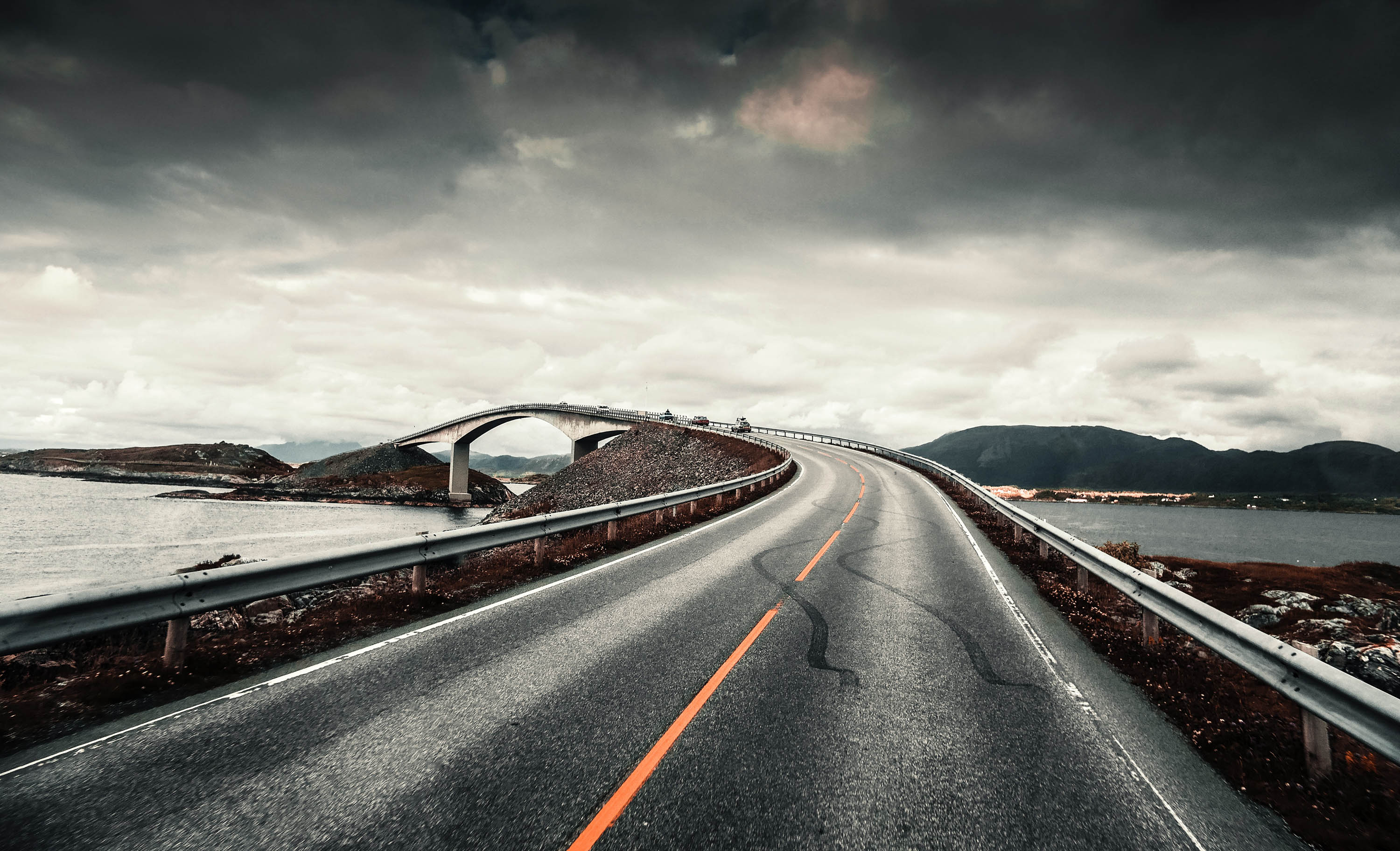 Norway’s Scenic Bridge: Man-Made Roadway HD Wallpaper by Bruno van der ...