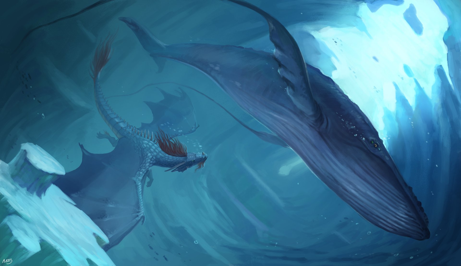 Download Whale Fantasy Dragon HD Wallpaper by D.B. Shadowmoon