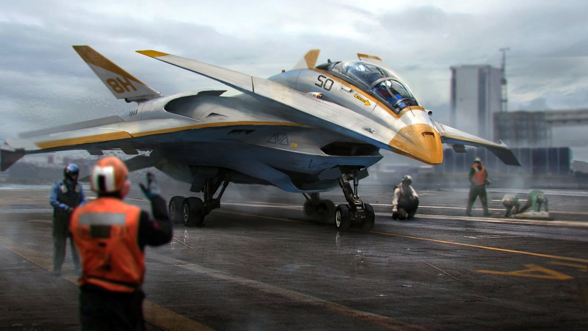 Futuristic Military Sci-Fi Aircraft — HD Wallpaper by Alex Ichim