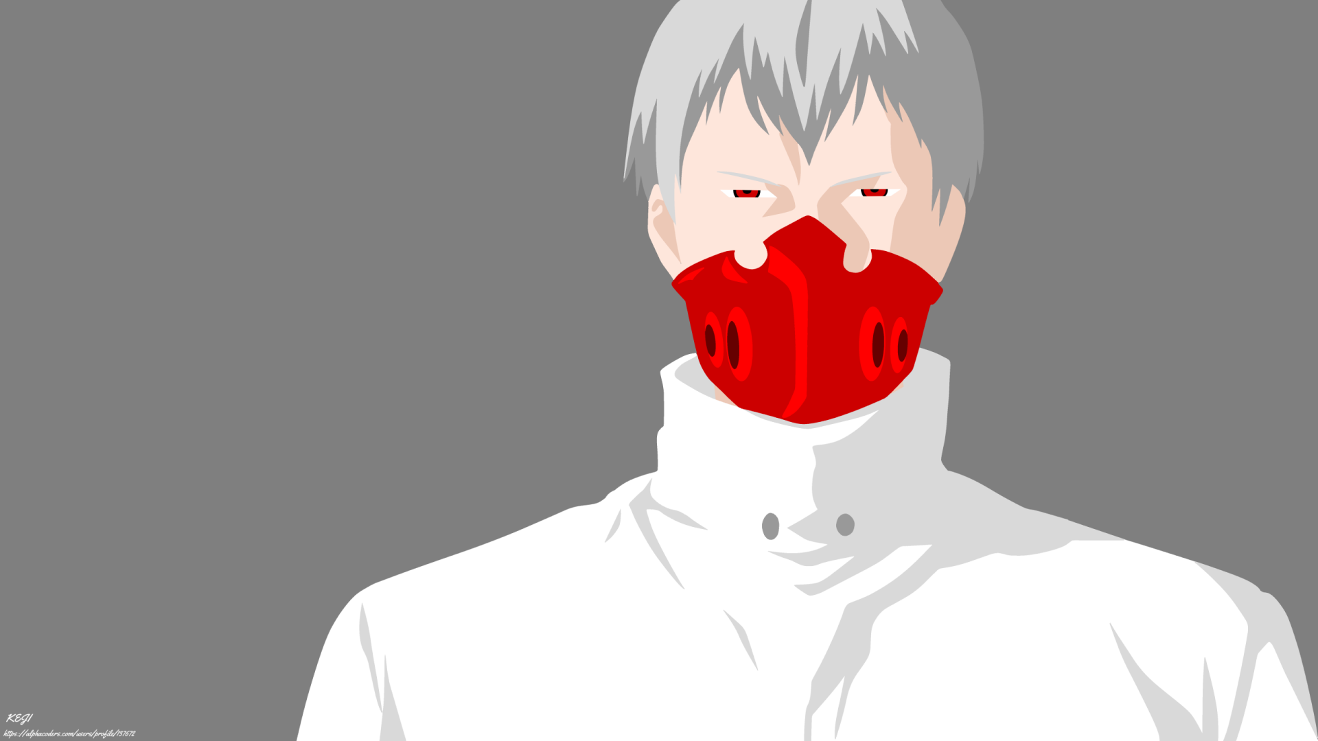 Download Tokyo Ghoul √A Tokyo Ghoul Red Eyes Mask Minimalist White Hair ...