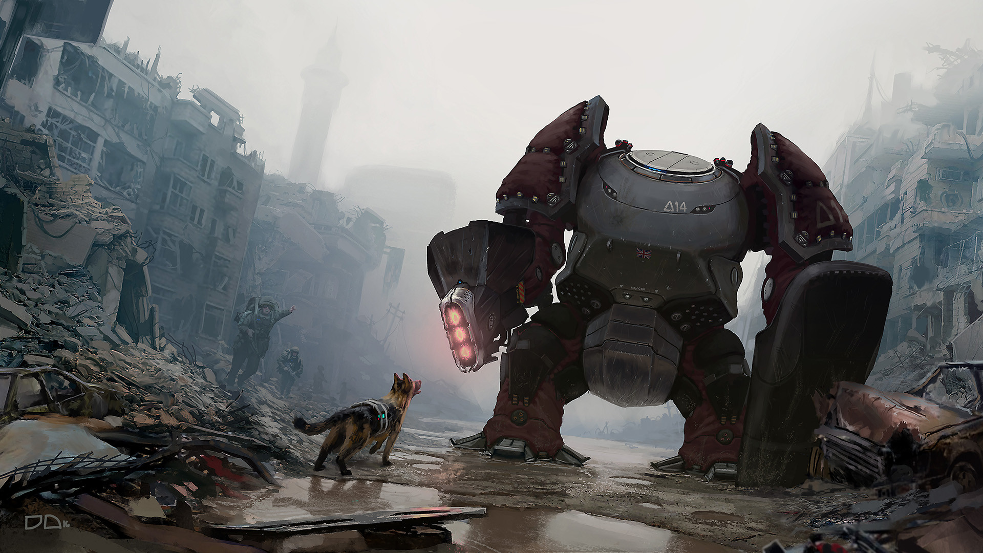 Post-Apocalyptic Dog Meets Sci-Fi Robot HD Wallpaper by Jeffrey Read