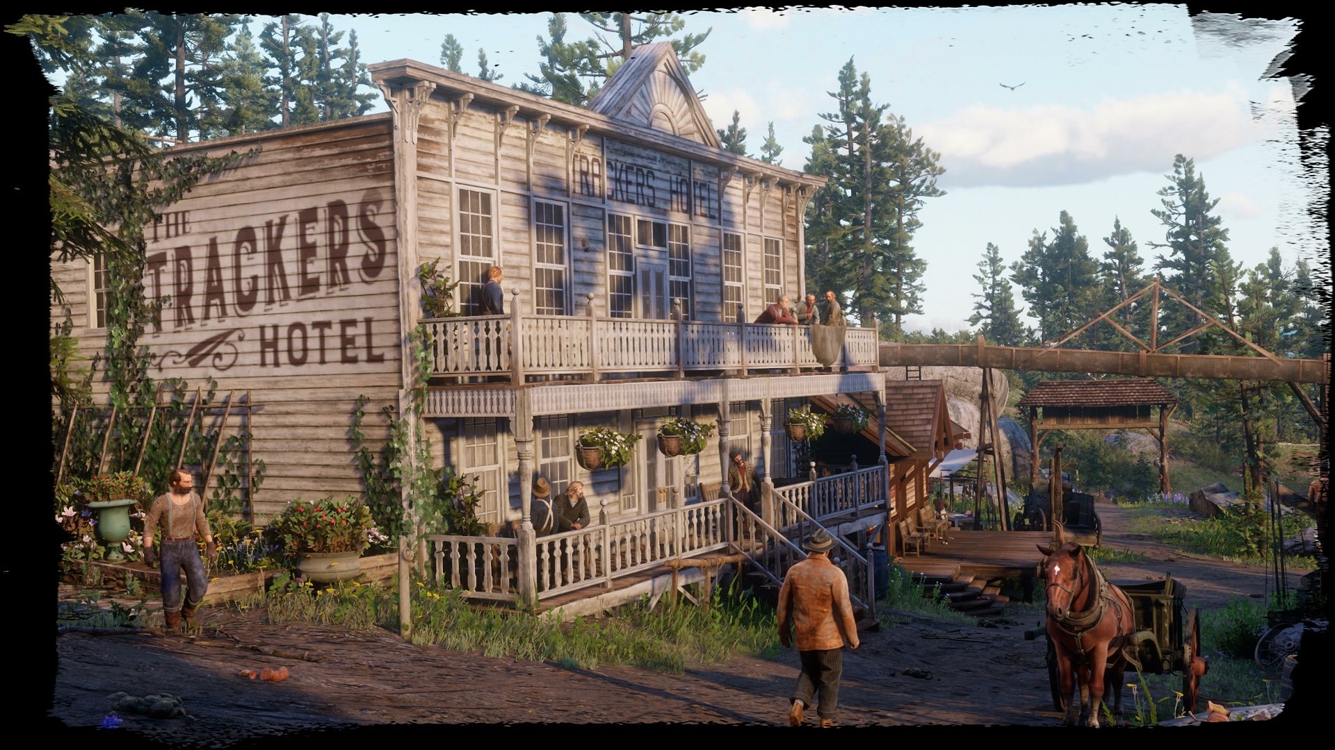 Red Dead Redemption 2 4K Ultra HD - Trackers Hotel Wild West Scene