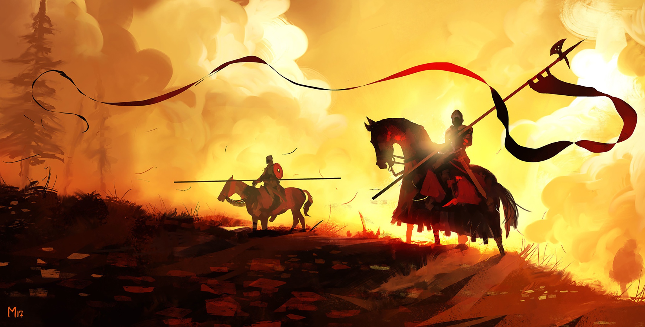 Epic Fantasy Warriors on Horseback with Spears and Banners – HD ...
