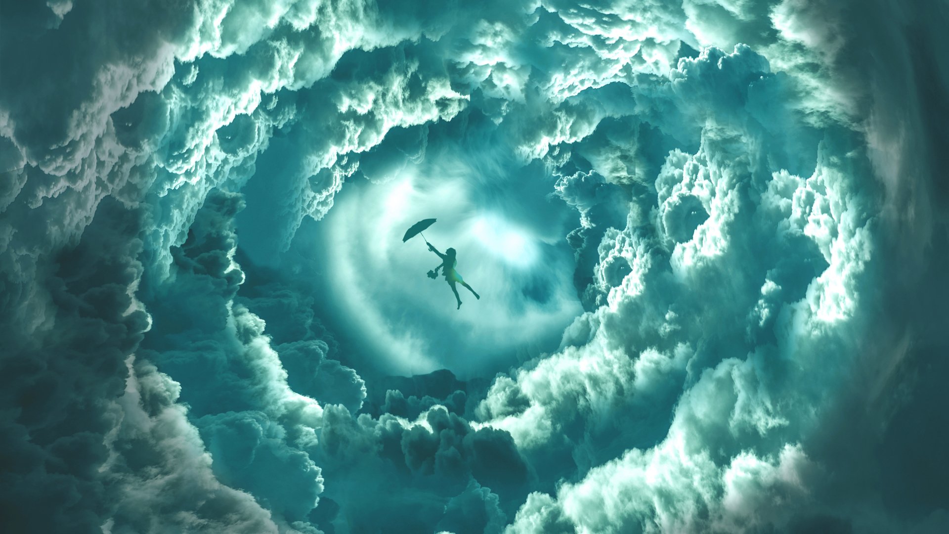 Dreamscape Vortex: A Fantasy Journey Through the Clouds – HD Wallpaper