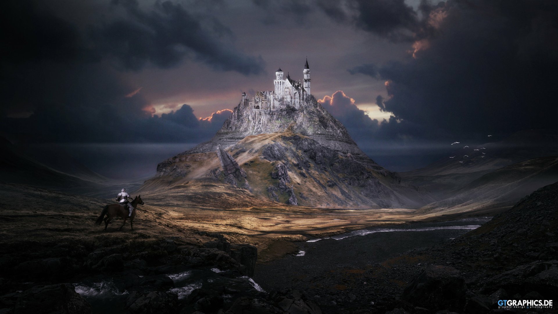 Legend of the Knight: Fantasy Castle Landscape HD Wallpaper by Tobias ...
