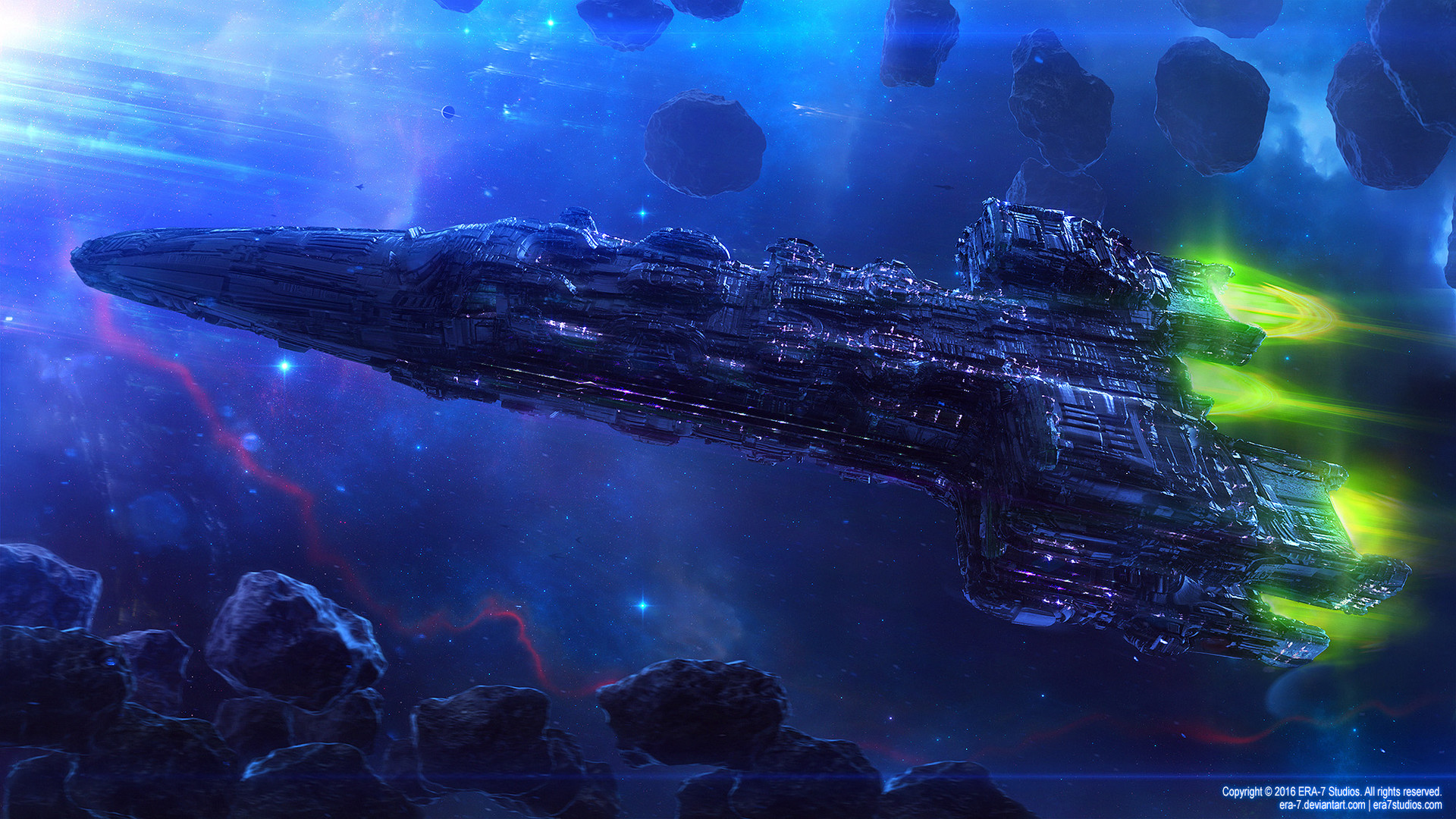Galactic Cruiser HD Sci-Fi Wallpaper by Yuliya Zabelina